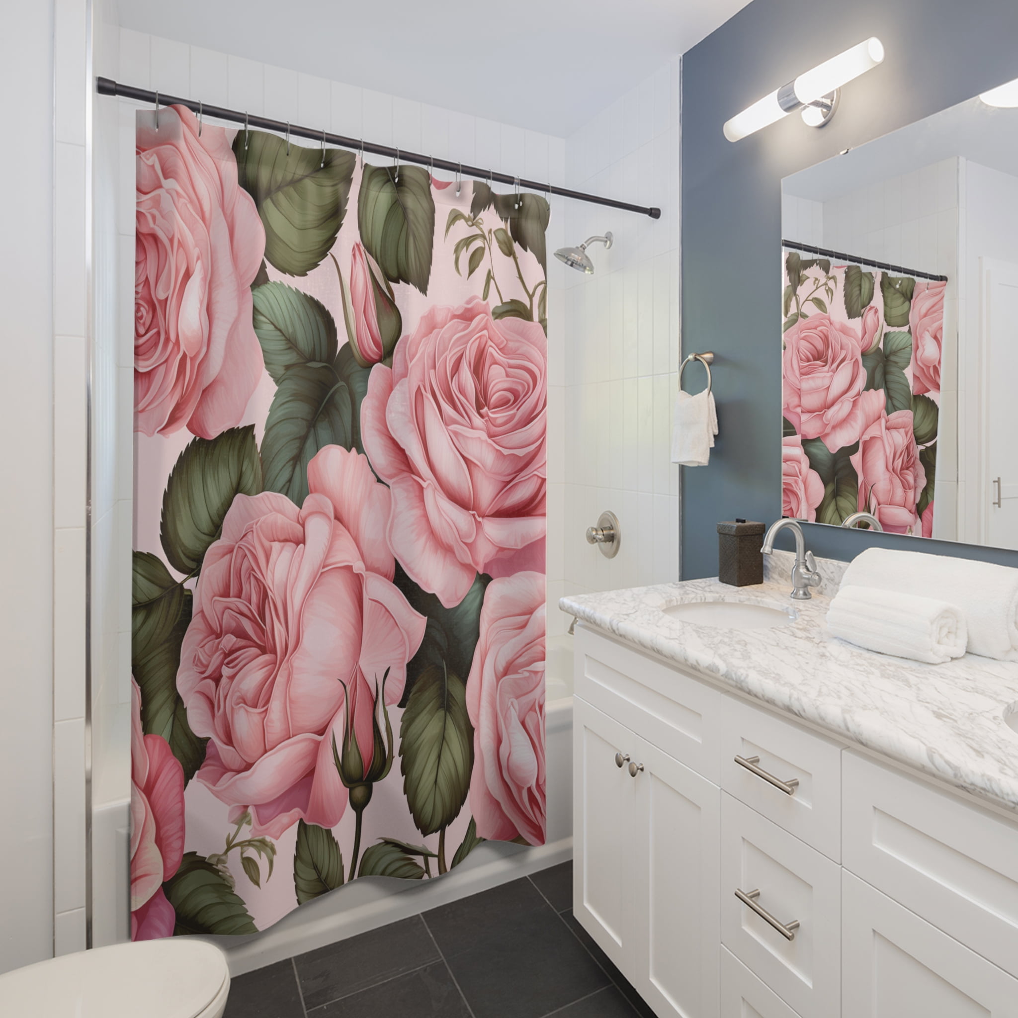 Gorgeous Pink Bold Roses Shower Curtain - Vibrant Floral Bathroom ...