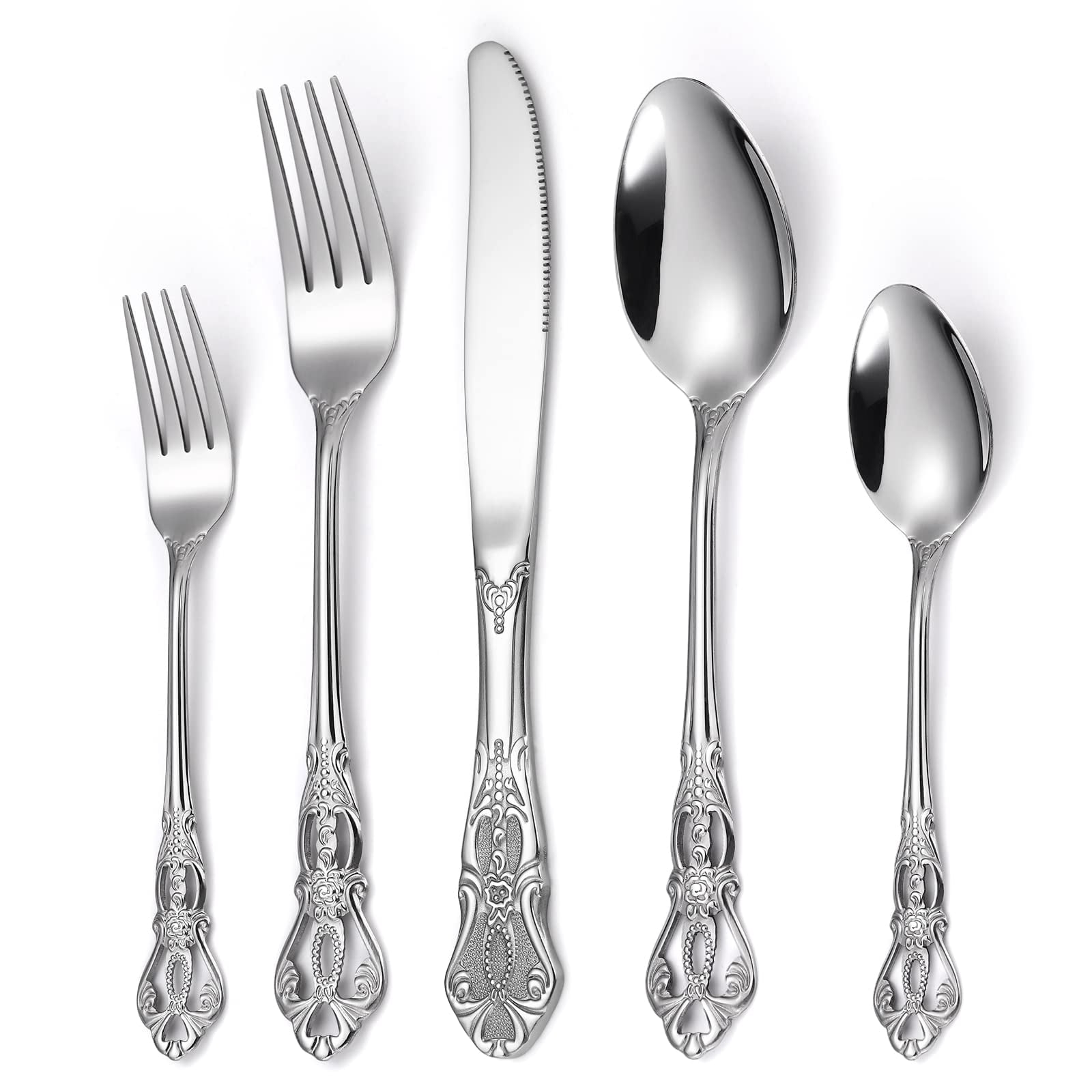 Gorgeous Retro Royal Silverware Set For 8,OIULO 18/0 Stainless Steel 40 ...