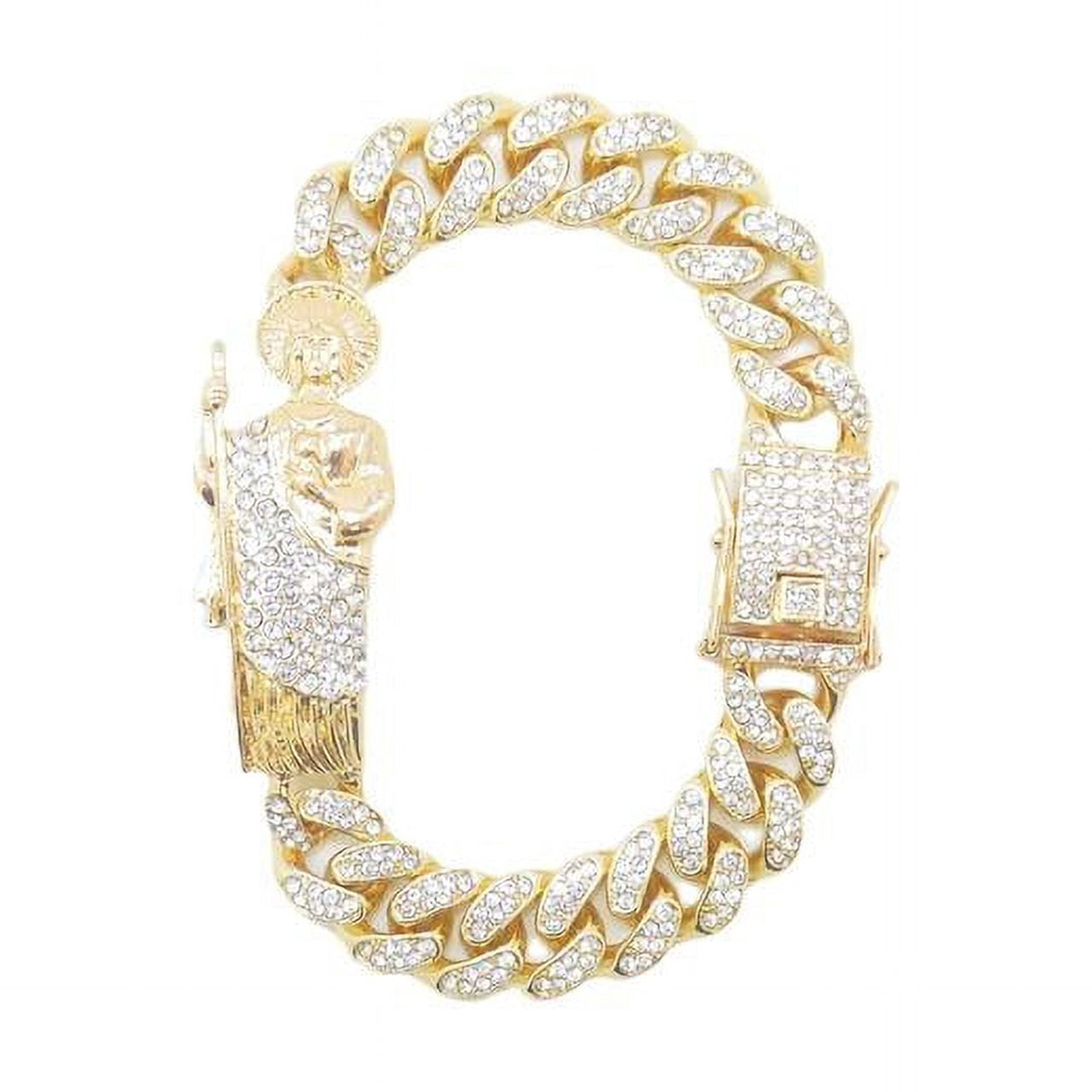 Gorgeous Rhinestone Gold Plated Color Cuban Chain St. Jude San Judas ...