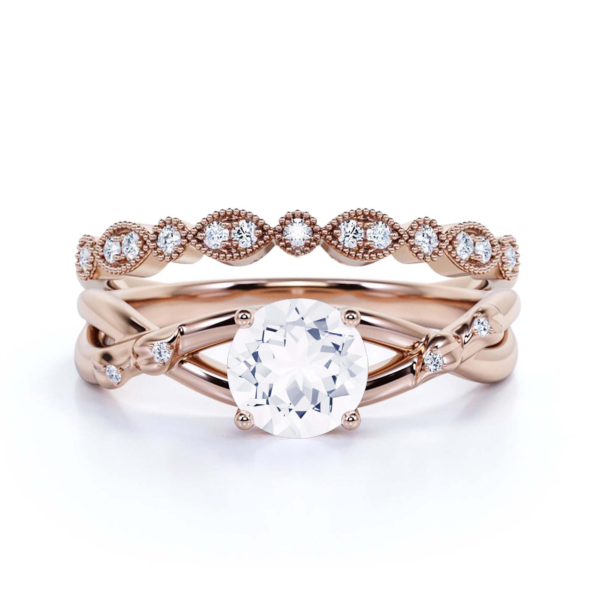 Gorgeous Rings Boho & hippie 1.60 Carat Round Cut Diamond Moissanite Engagement Ring, Unique ...