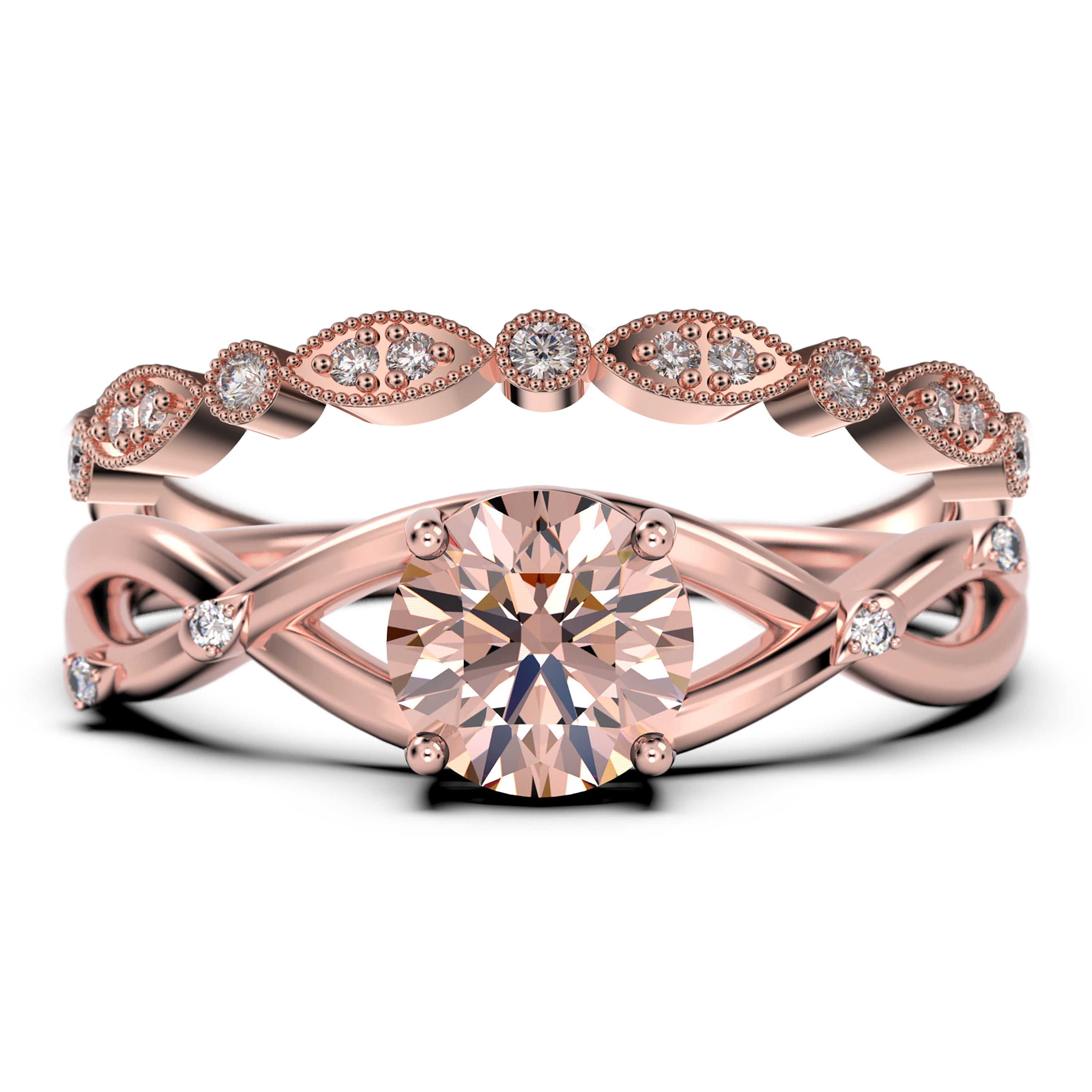 Gorgeous Rings Boho & hippie 1.60 Carat Round Cut Morganite And Diamond ...