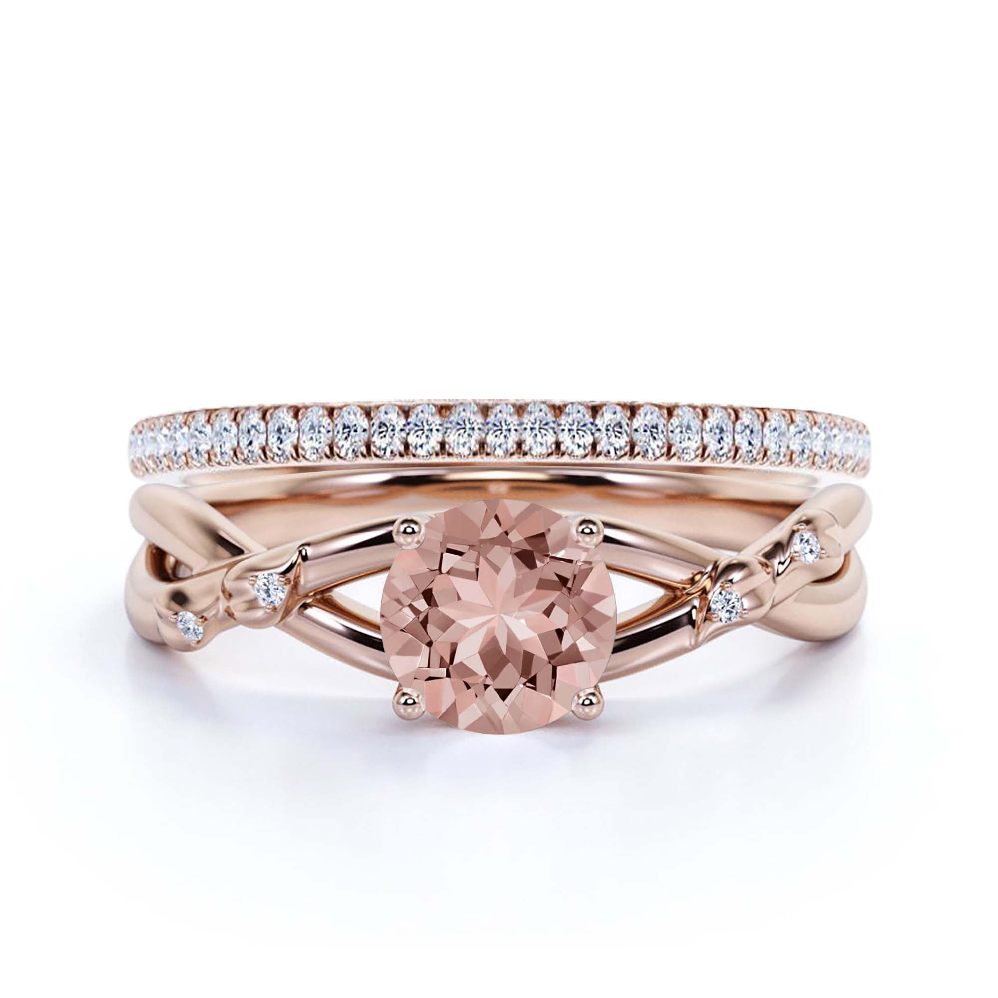 Gorgeous Rings Boho & hippie 1.60 Carat Round Cut Morganite And Diamond ...