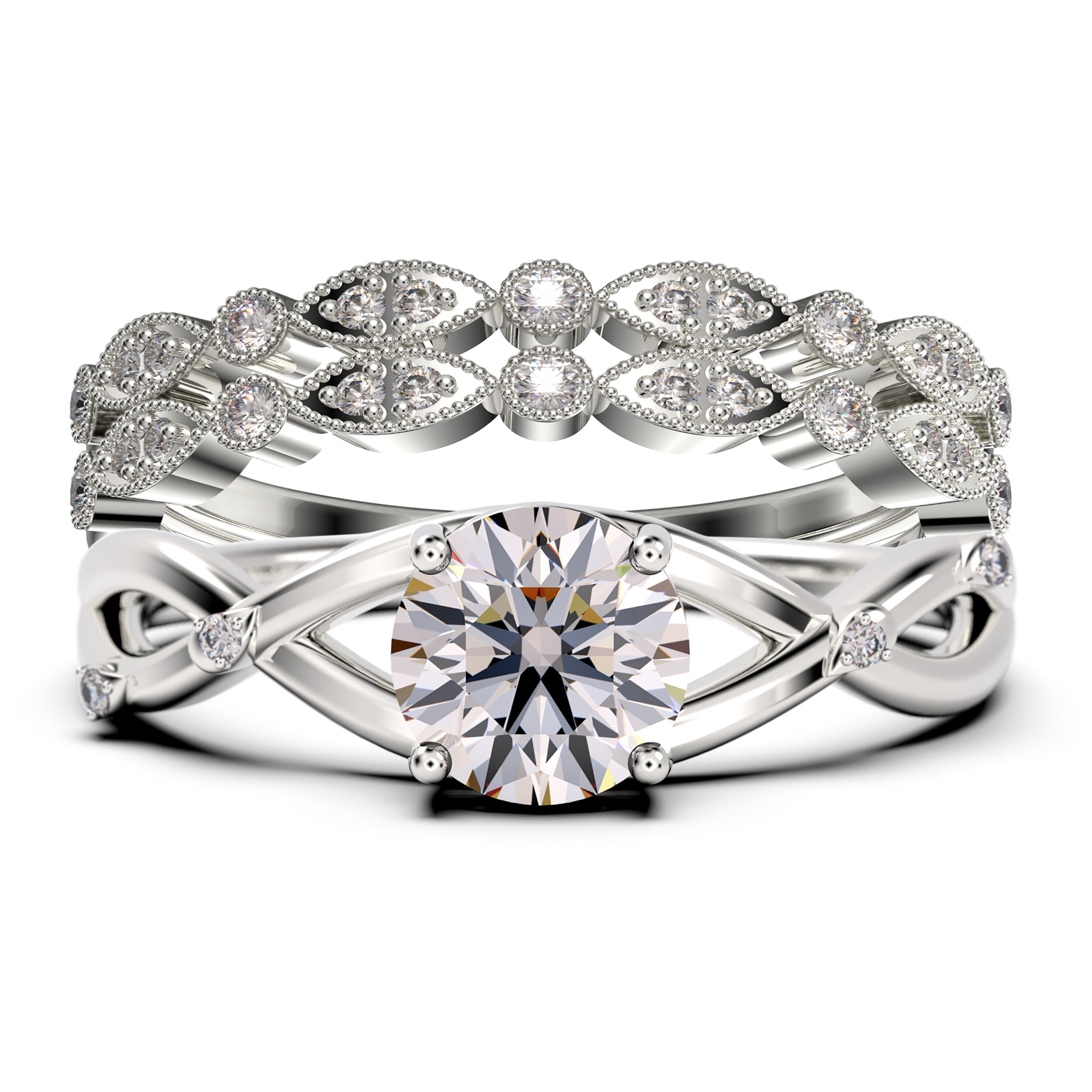 Gorgeous Rings Boho & hippie 2.10 Carat Round Cut Diamond Moissanite ...