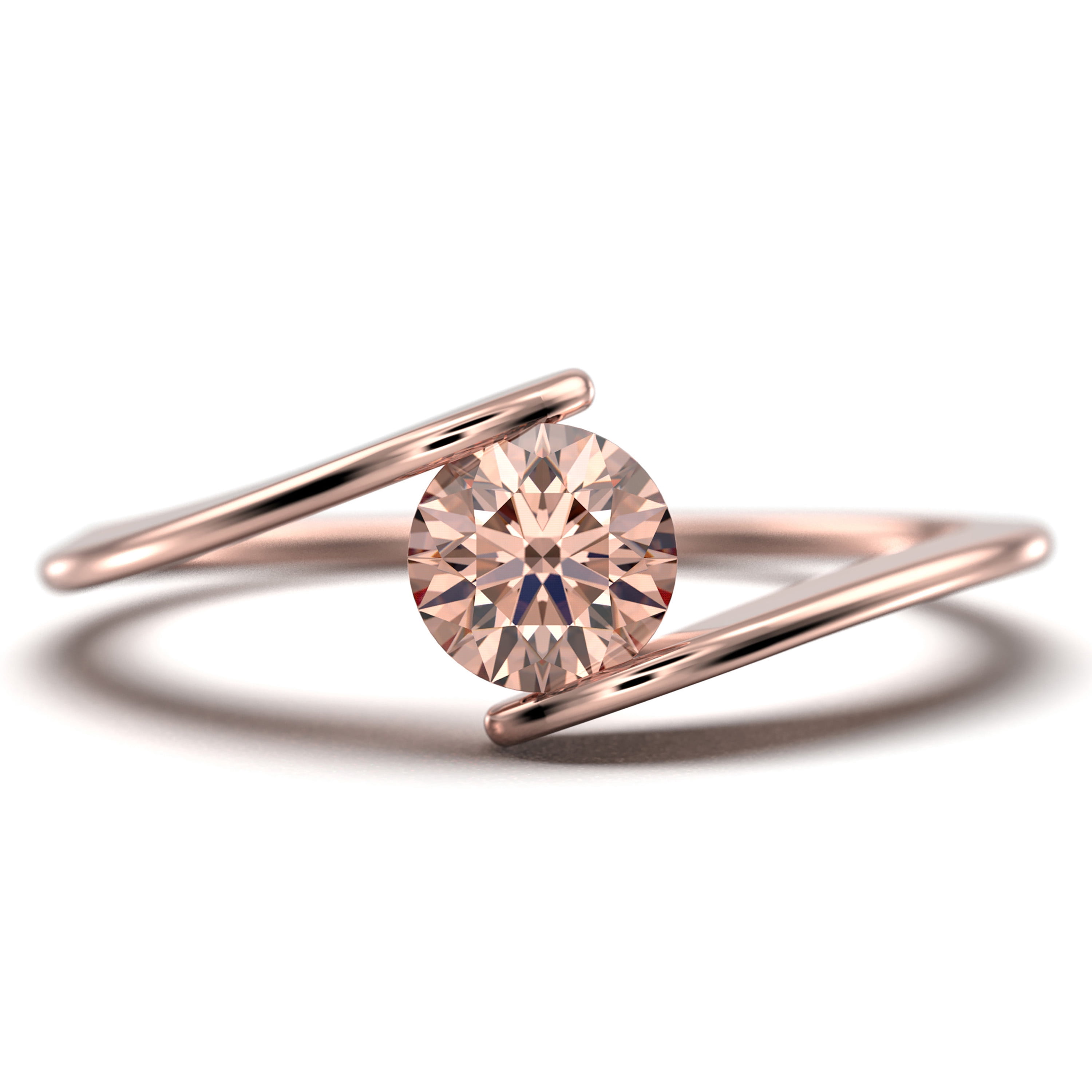 Gorgeous Solitaire 1 Carat Round Cut Morganite Unique Engagement Ring ...