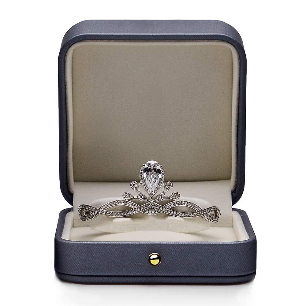 Gorgeous Steel-Blue Ring Box Premium Leather Ring Gift Box for Wedding ...