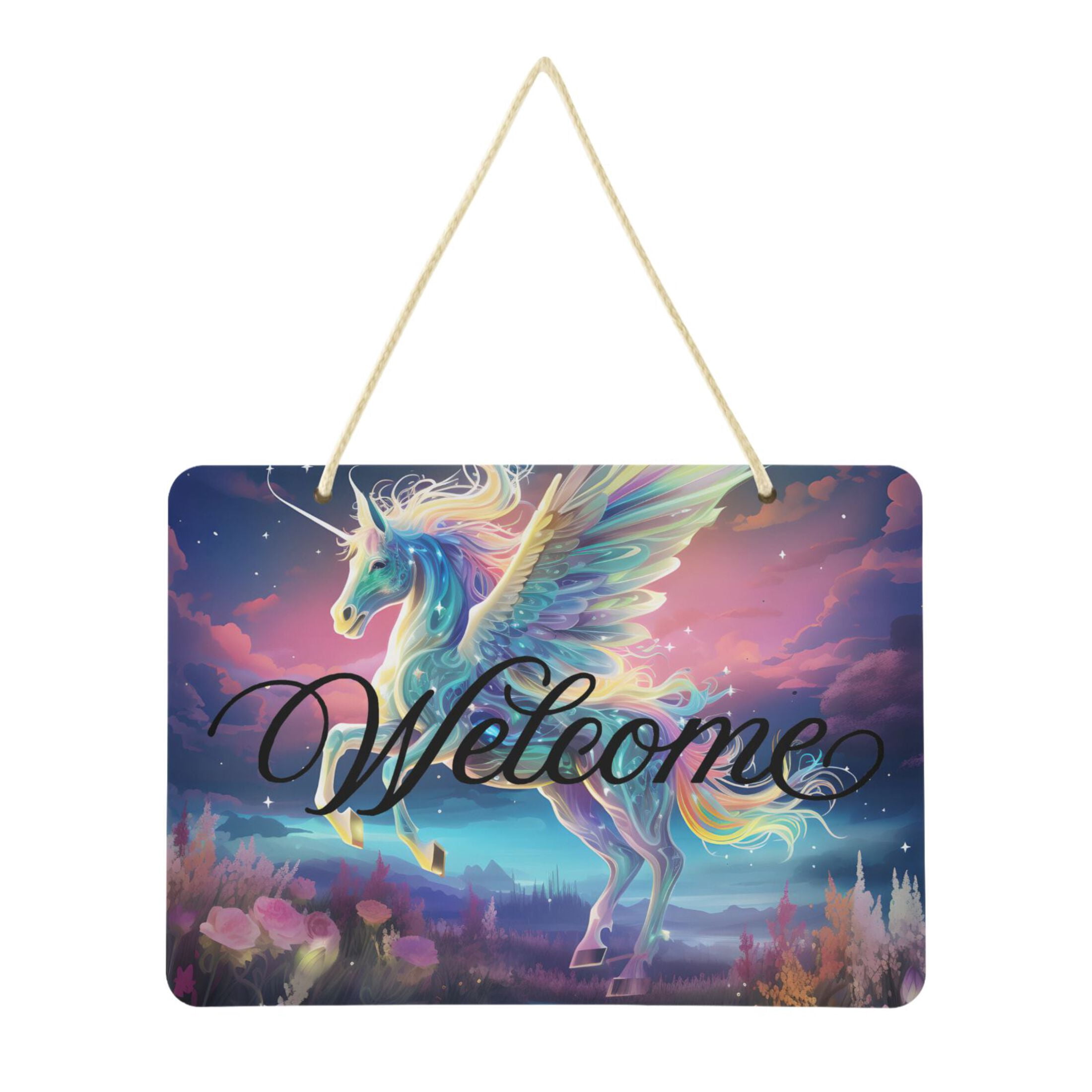 Gorgeous Unicorn with Wings Welcome Sign Front Door PVC 14x10 inch ...
