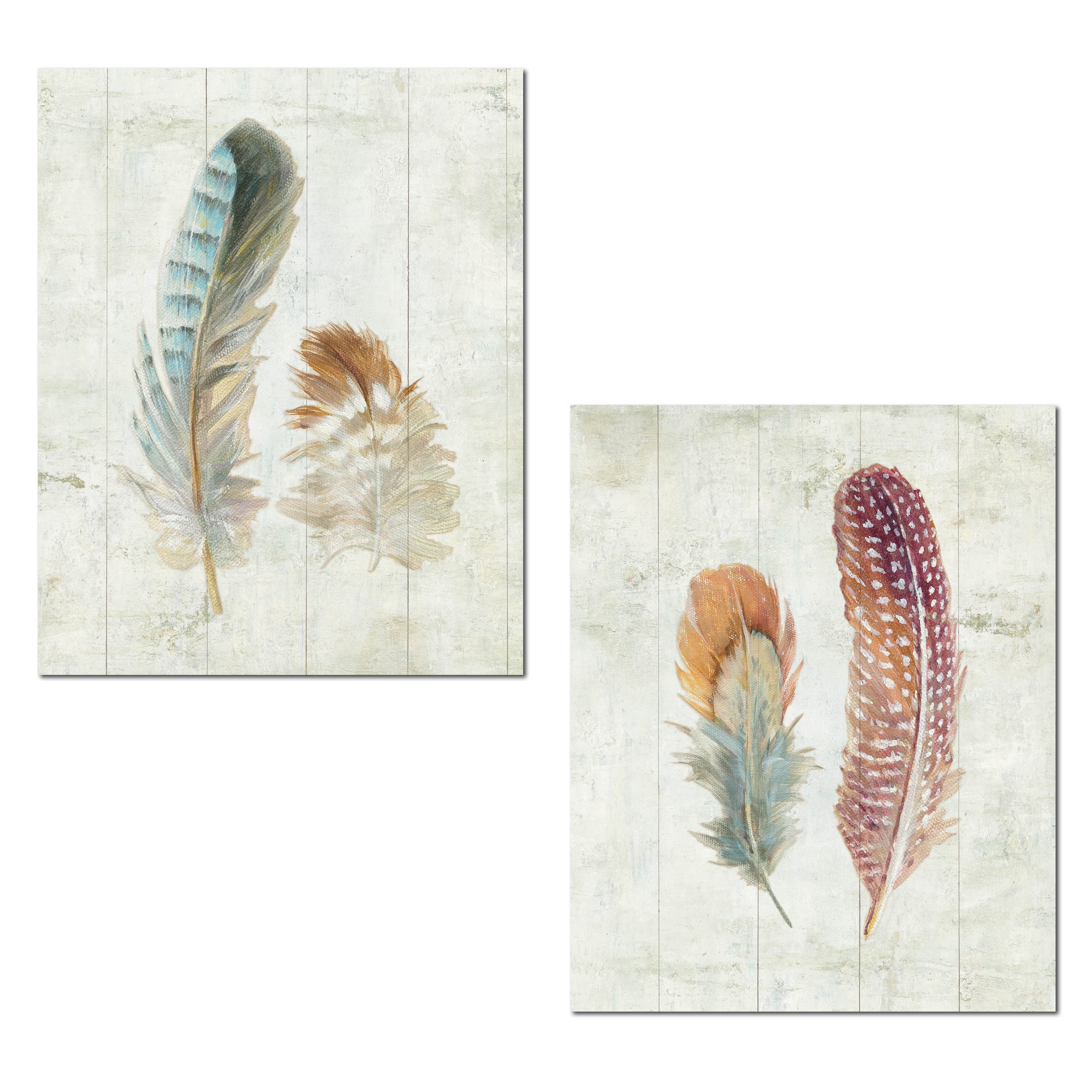 Gorgeous Whimsical Feather Print Set by Danhui Nai; Two 11x14 Unframed ...
