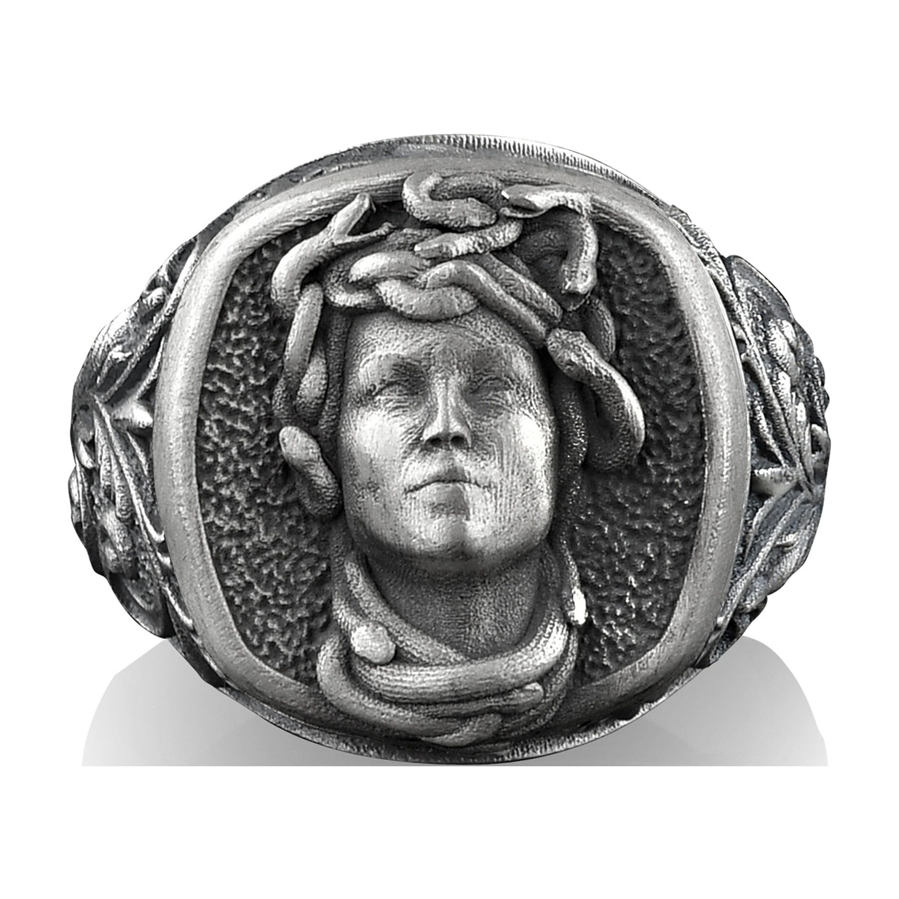 Gorgon Medusa Signet Ring, Sterling Silver Square Signet Ring, Greek ...