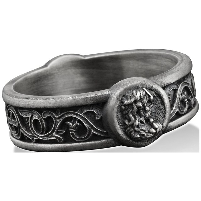 Gorgon Medusa with Lily Motifs Handmade Sterling Silver Band Ring ...