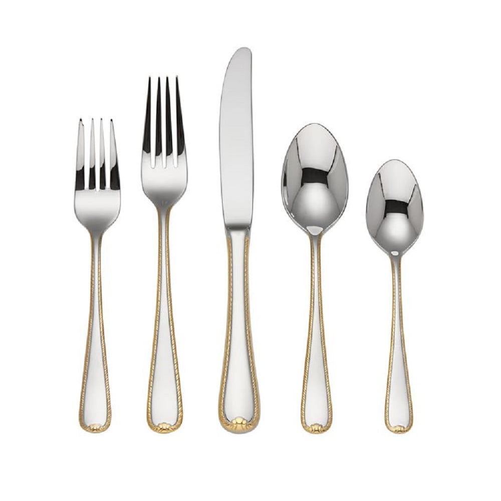 Gorham Golden Ribbon Edge 18/10 Stainless Steel 5pc. Place Setting ...