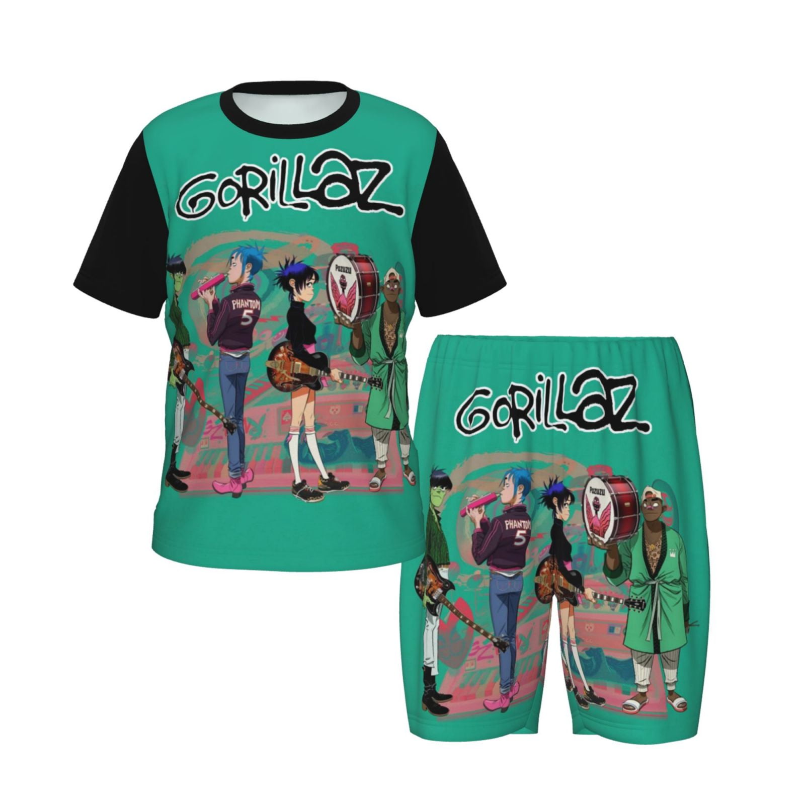Gorill-,A2 Pajamas Set Cartoon Shirt With Shorts Set Summer Sleepwear ...