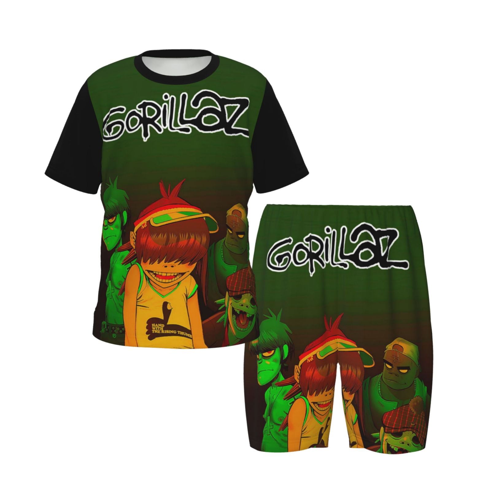 Gorill-,A2 Pajamas Set Cartoon Shirt With Shorts Set Summer Sleepwear ...