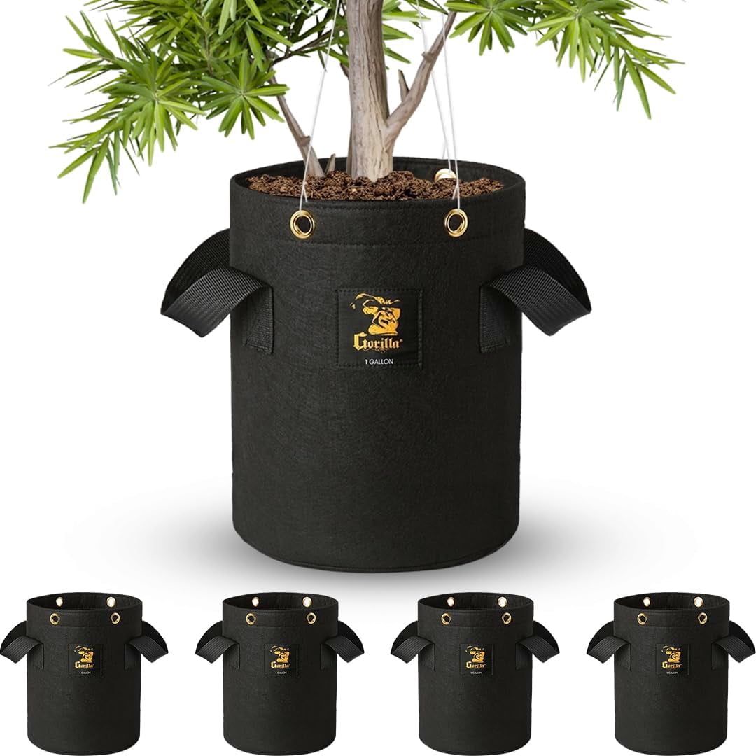 Gorilla 1 Gallon Grow Bags with Reinforced Handles – Thickest 600g ...