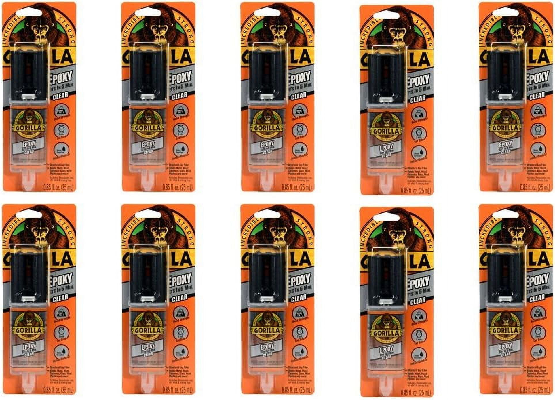 Gorilla 2 Part Epoxy, 5 Minute Set, .85 ounce Syringe, Clear, (Pack of ...