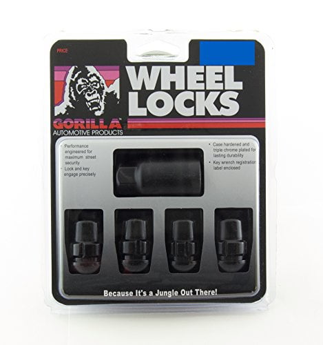 Gorilla 38431XLBC Black Wheel Lock Set/4 Chrome Ball 12mm x 1.50 Thread ...
