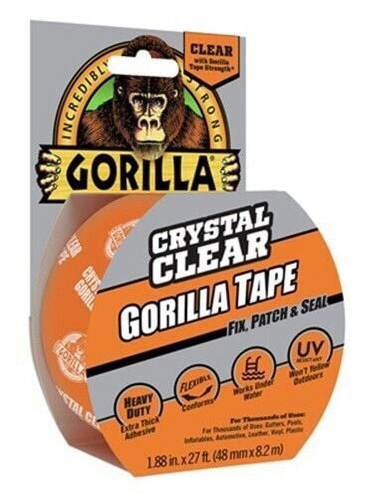 Gorilla 6027002 1.88" Inch x 27' Foot Roll of Crystal Clear Waterproof ...