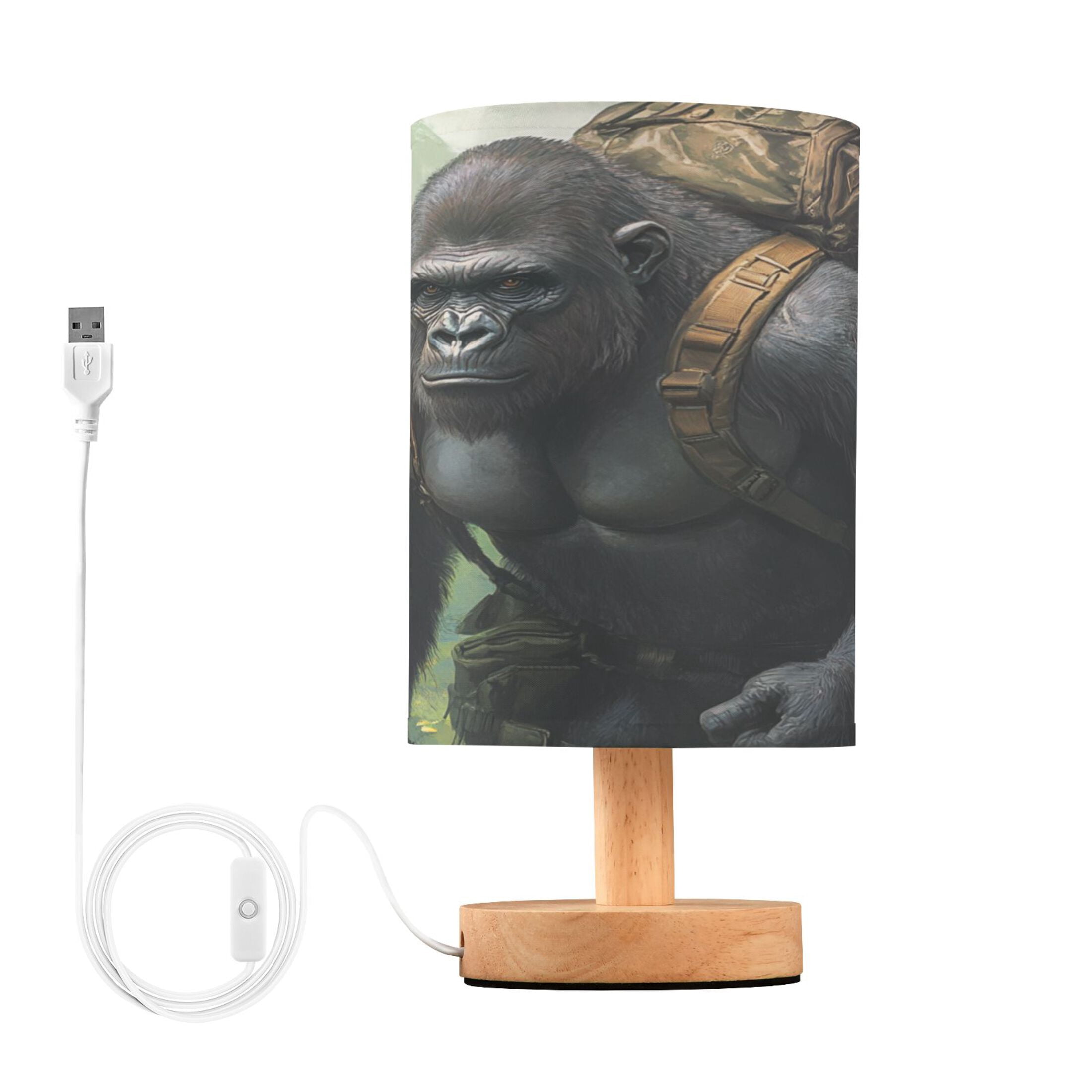Gorilla with A Backpack Small Lamp Printed Gifts Table Lamp USB Bedside ...