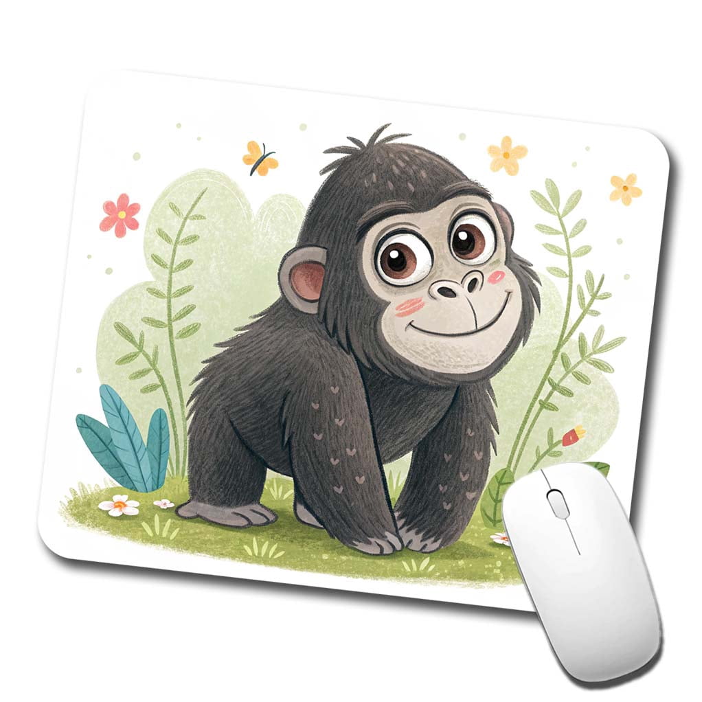 Gorilla Ape Children's Illustration Style Mouse Pad Low Profile Gaming ...