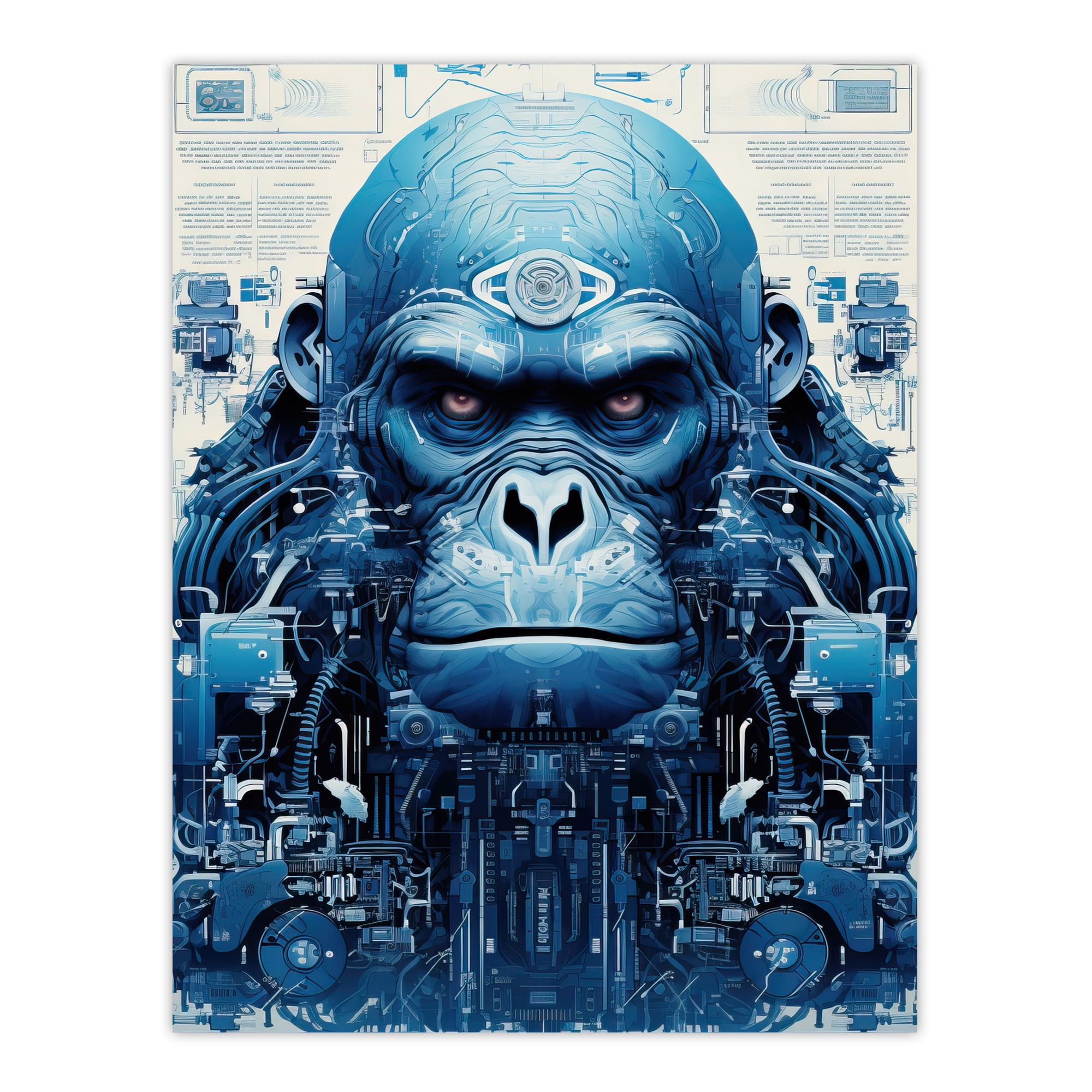 Gorilla Army Robot Hybrid Schematic Blueprint Futuristic Secret Complex ...