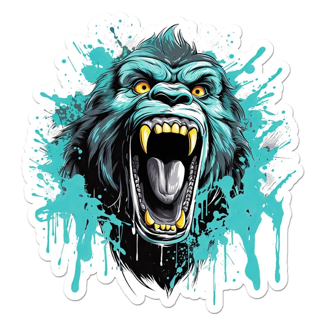 Gorilla Attack Sticker Phone Decal Water Bottle Stickers Car Decals ...