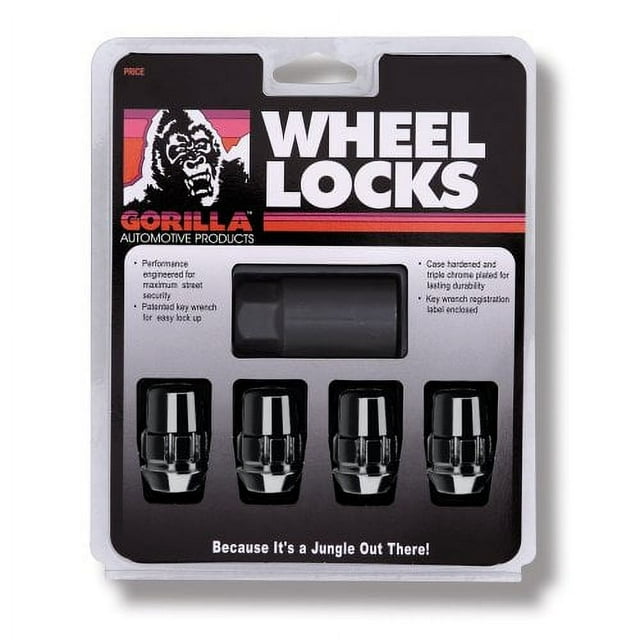 Gorilla Automotive Acorn Black Chrome Wheel Locks, 12mm x 1.25 Thread ...