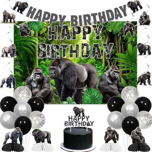 Gorilla Birthday Party Decorations Gorilla Banner Backdrop Safari ...
