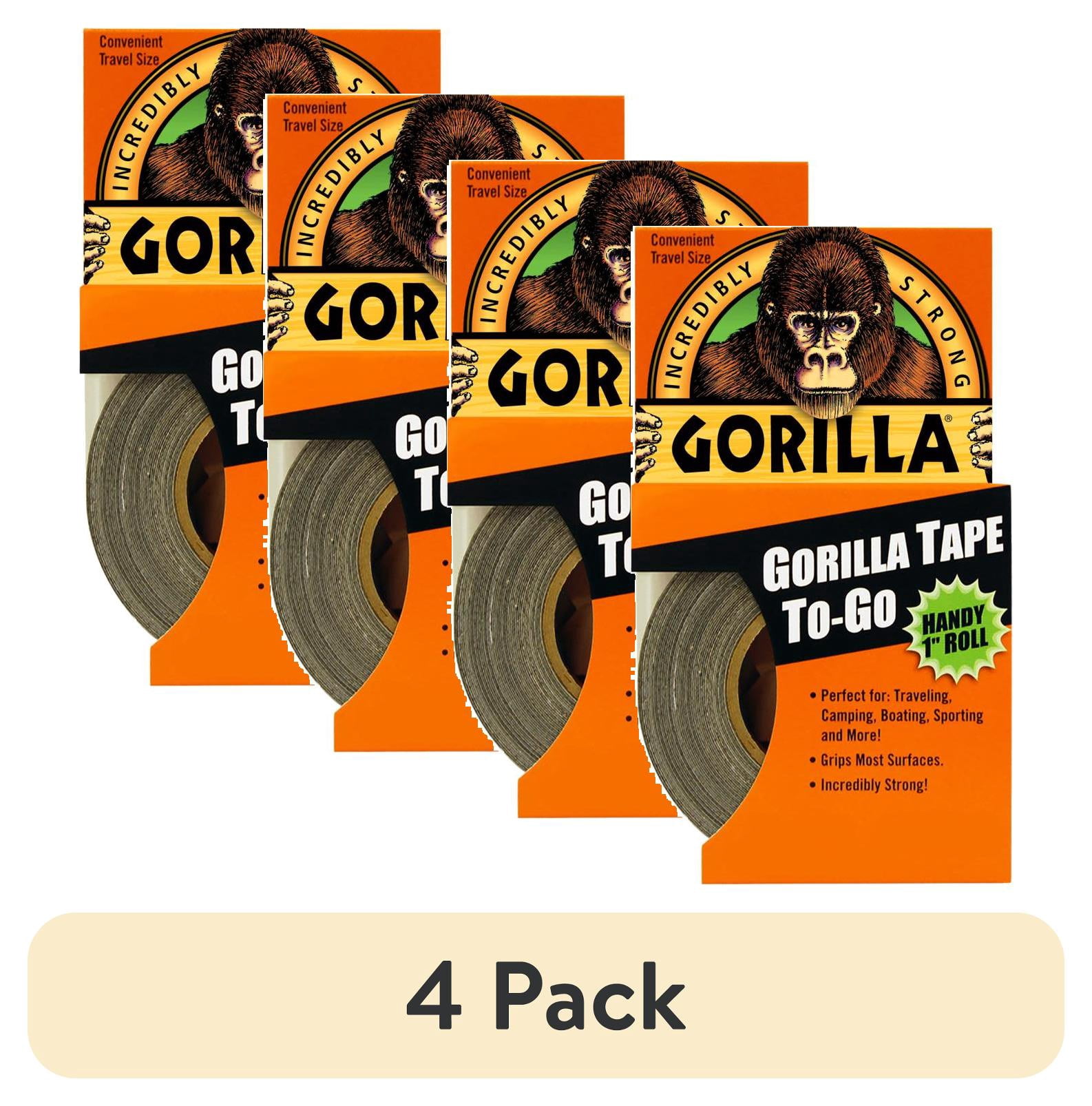 (4 pack) Gorilla Black Tape to-Go Handy Roll, 1 in x 10 Yard Roll ...
