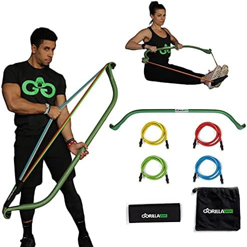 Gorilla Bow Original Portable Home Gym Resistance Bands and Bar System ...