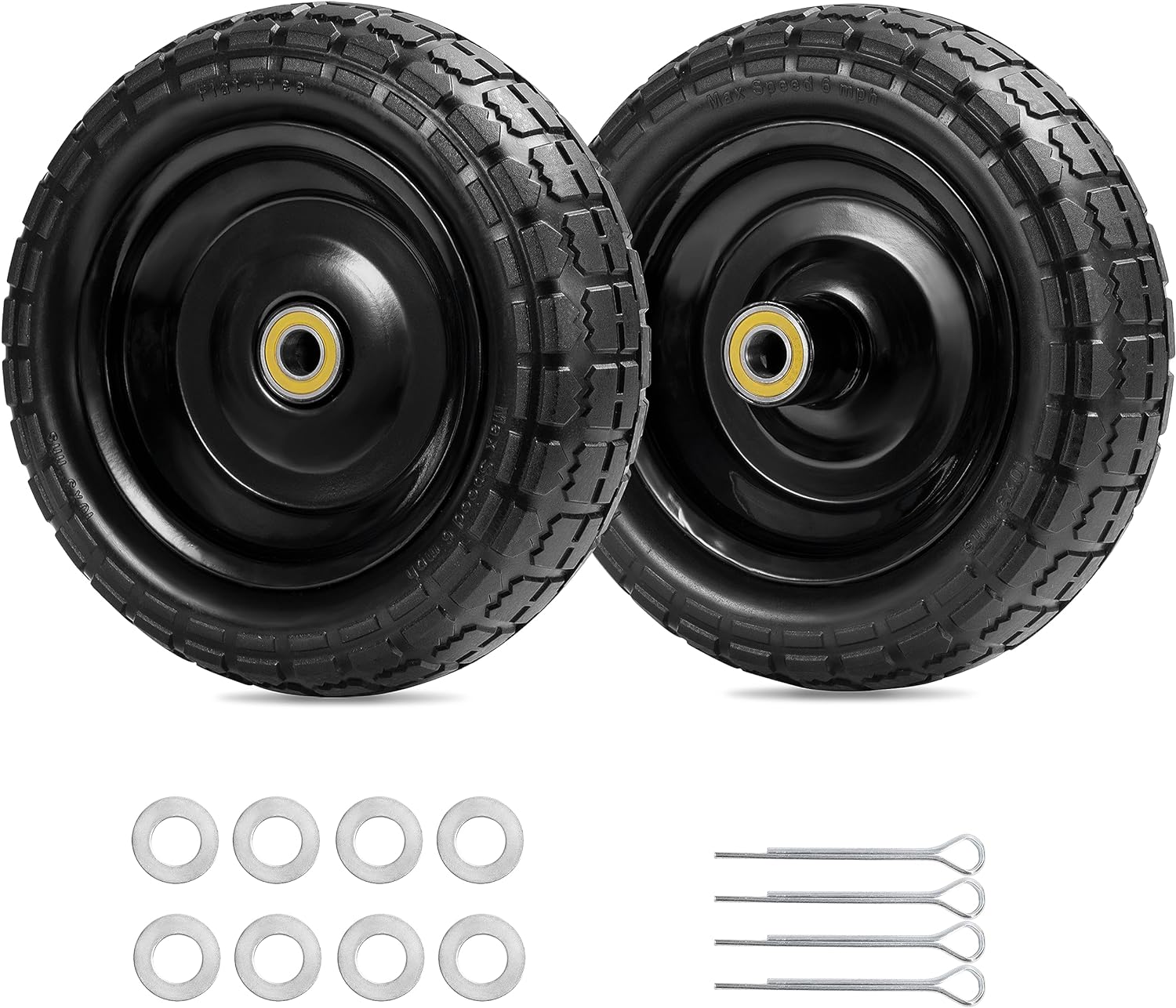 Gorilla Cart Wheels 10" Flat-free Solid Tire and Wheel Replacement 4.10 ...