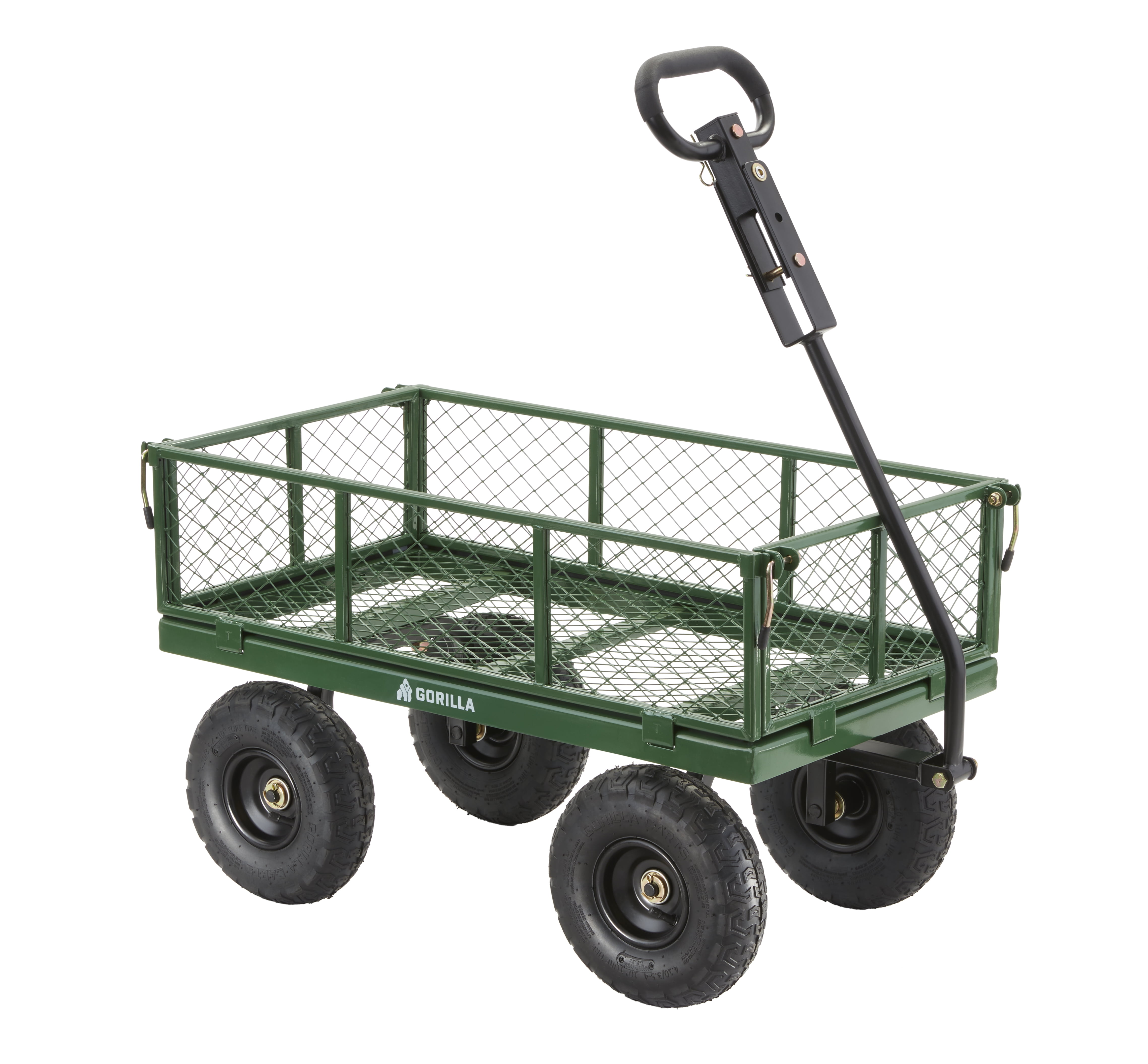 Gorilla Carts 400 lb. Capacity Steel Utility Garden Landscape Cart, 32 inch x 18 inch Steel Mesh ...