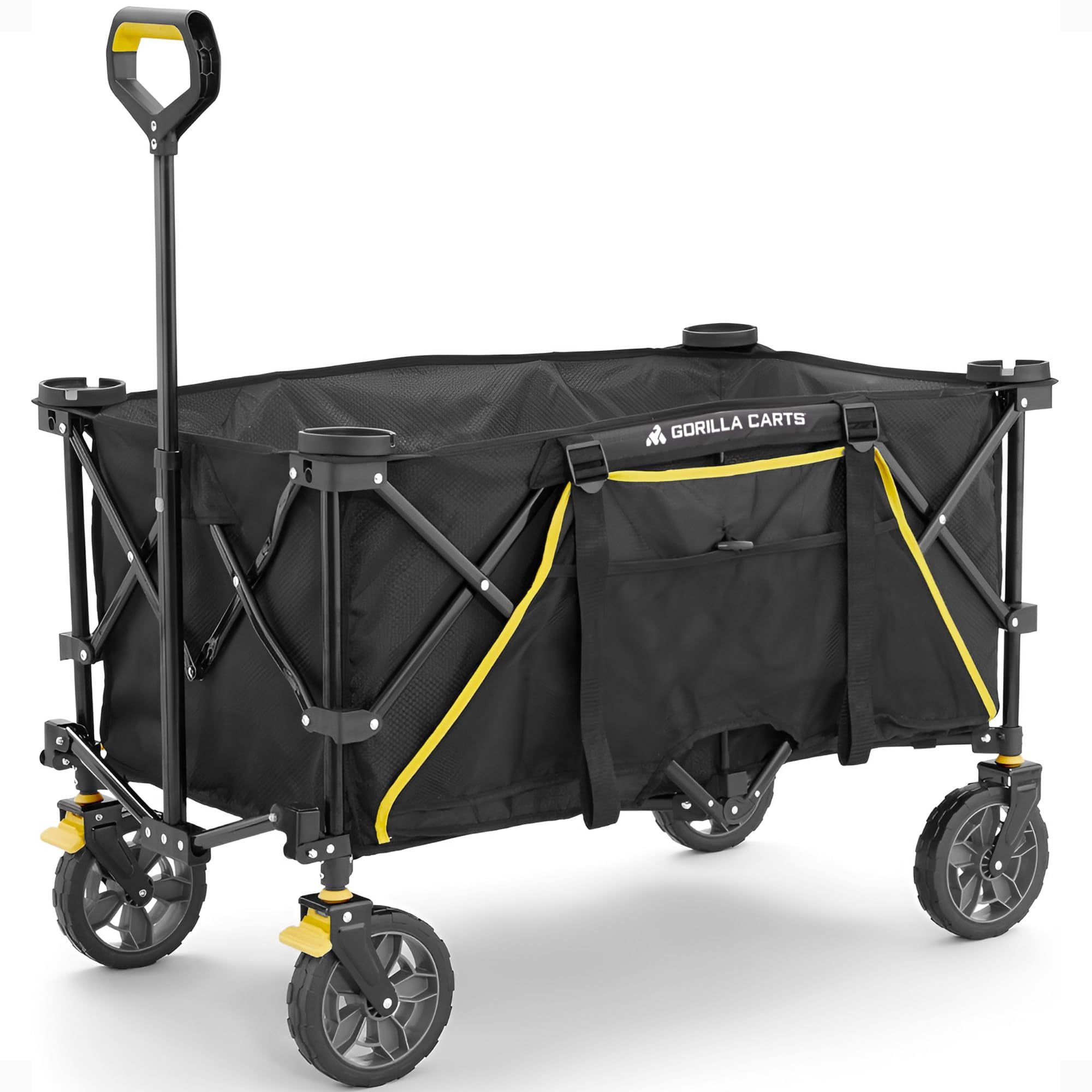 Gorilla Carts Collapsible Folding Utility Wagon Cart w/Oversized Bed, 7 ...