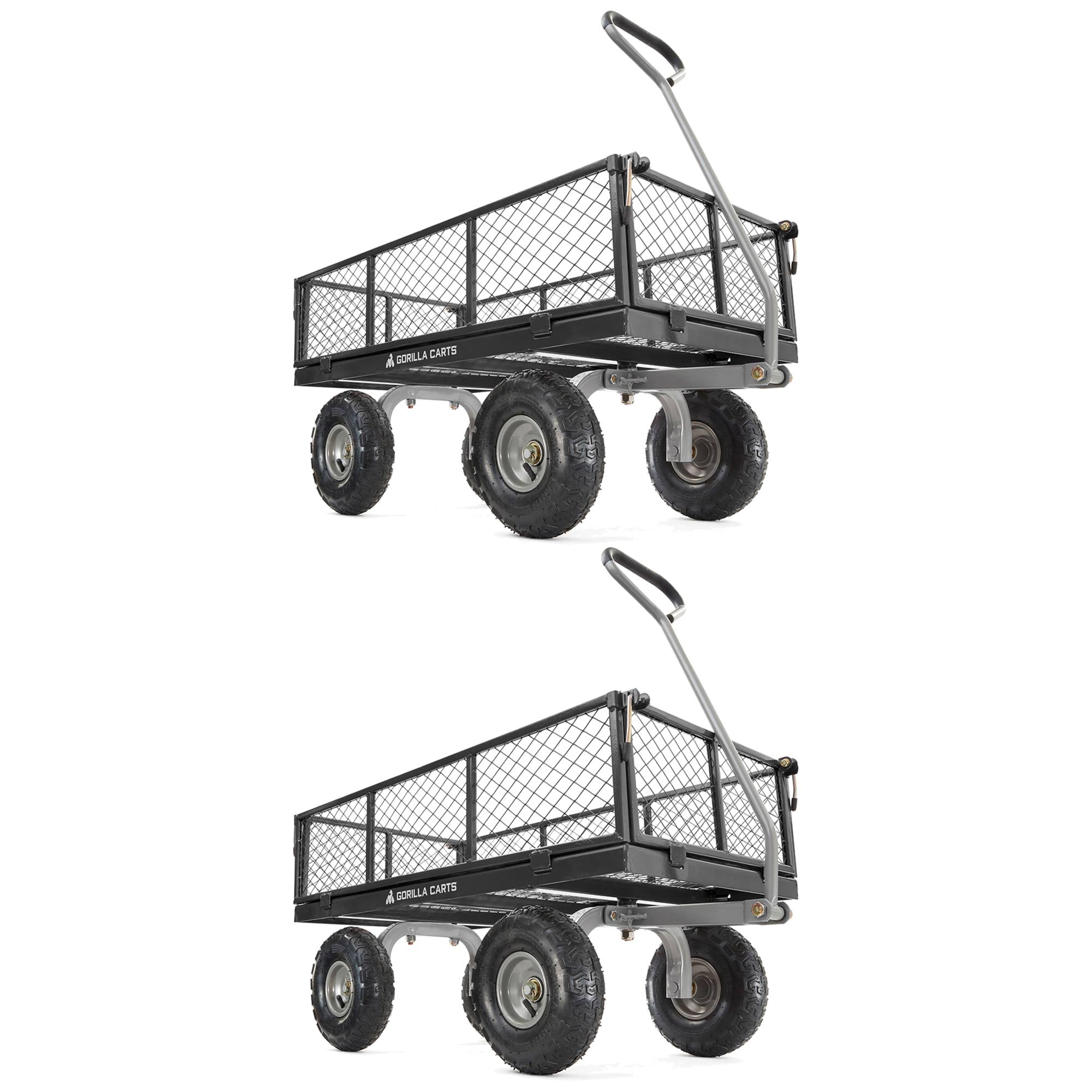 Gorilla Carts 2-Pack Steel Utility Cart with Removable Side Panels, 800 ...