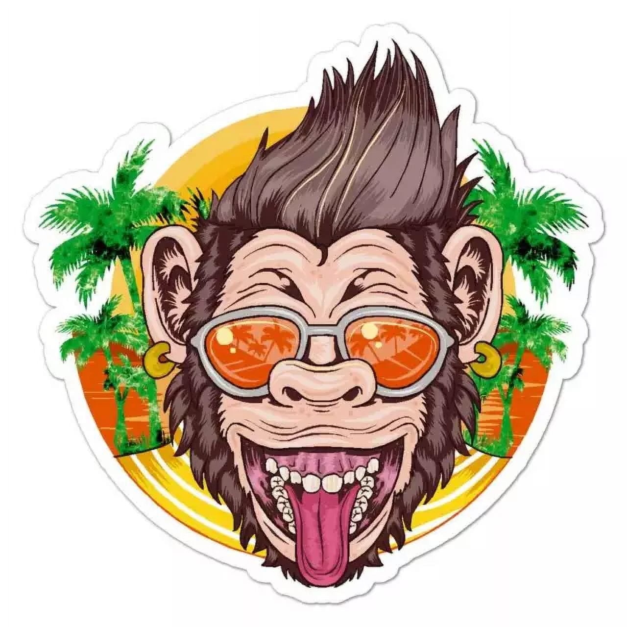 Gorilla Chimp Glasses Sticker Indoor Outdoor Phone Decal Water Bottle ...