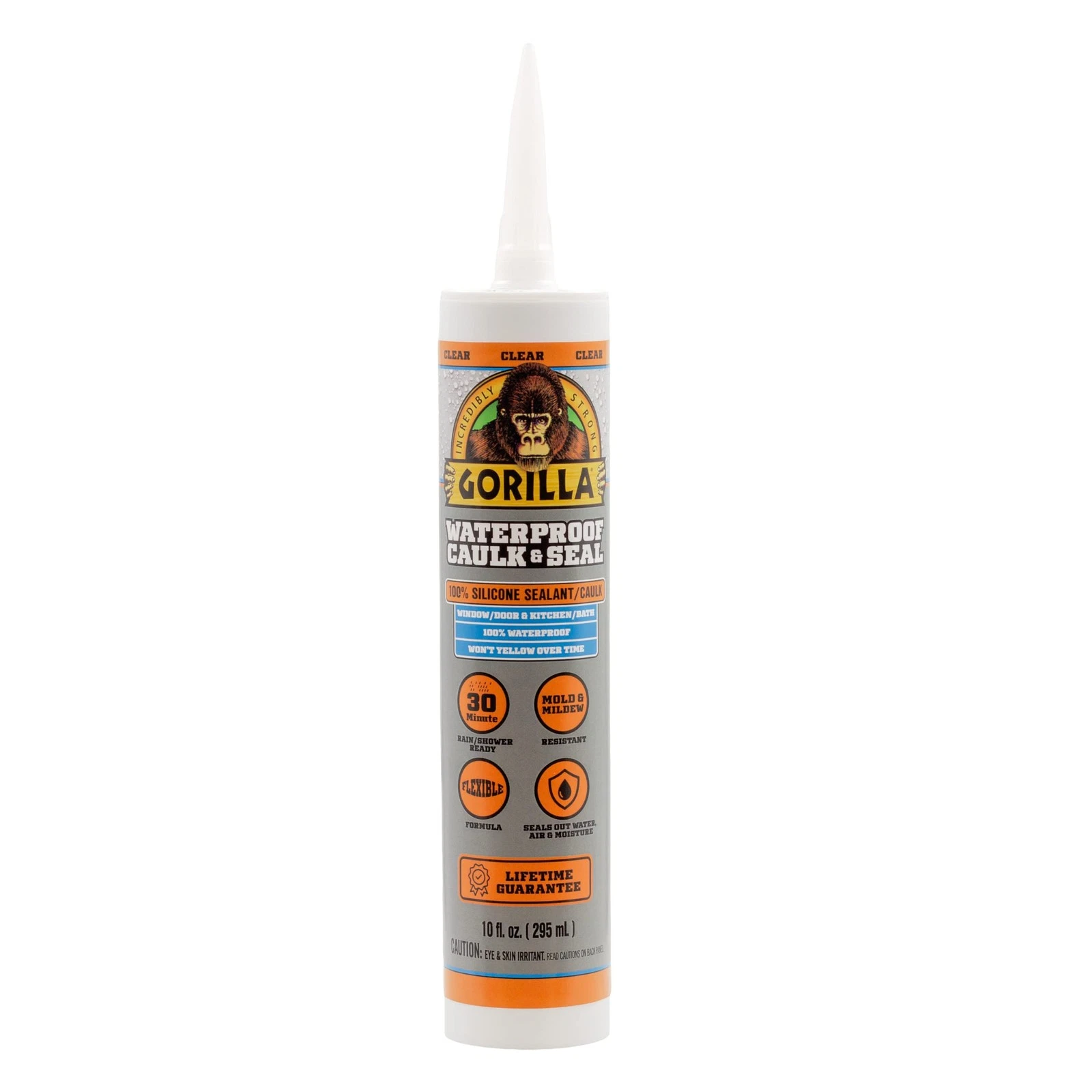 Gorilla Clear 100 Percent Silicone Sealant Caulk, Waterproof And Mold ...