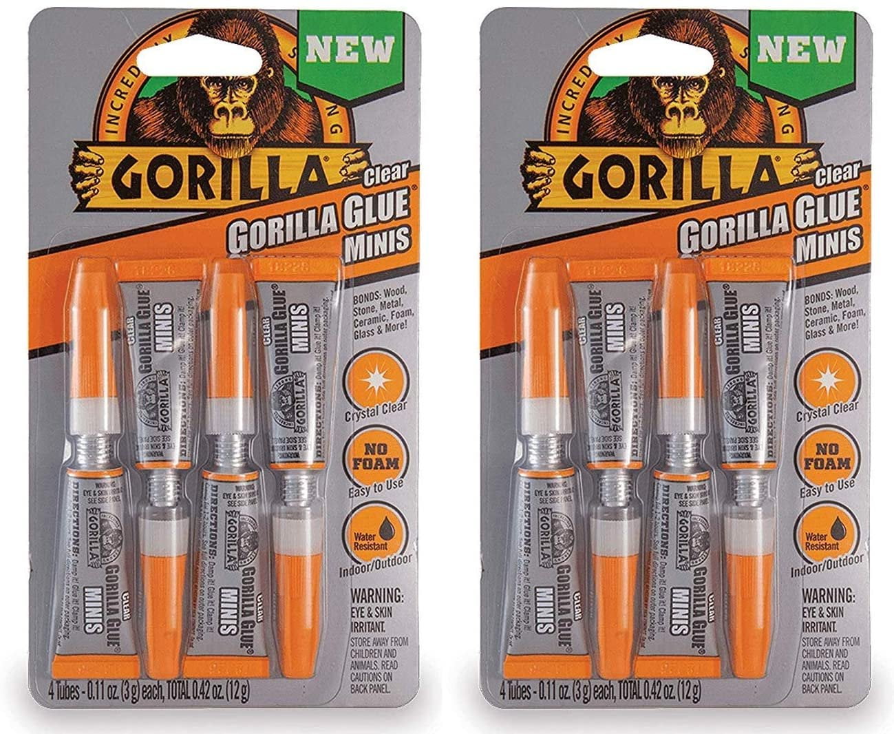 Gorilla Clear Glue Minis - Four 3 Gram Tubes - Pack of 1, Clear ...