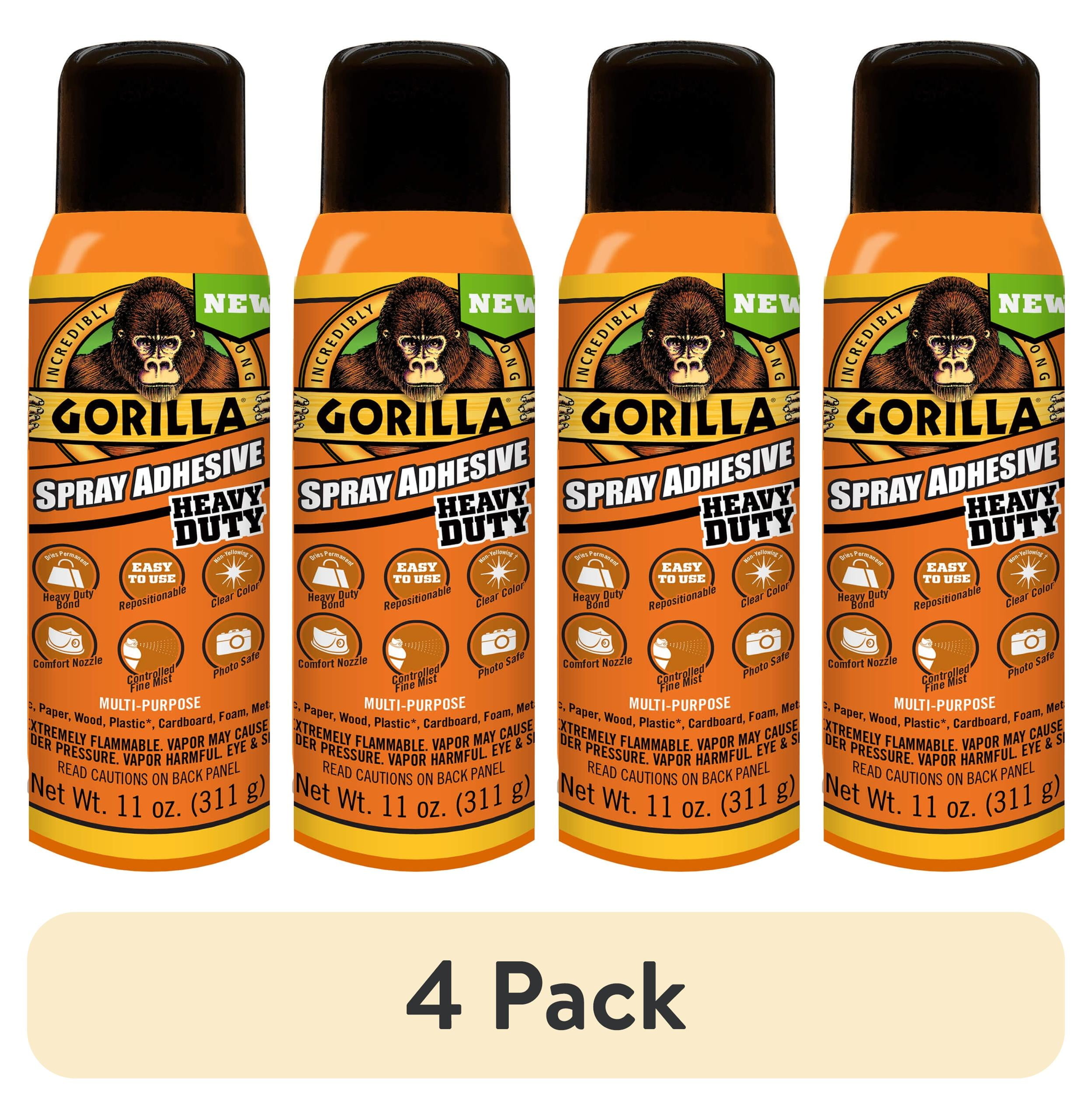(4 pack) Gorilla Clear Spray Adhesive, 11 Ounce Can, New Condition ...