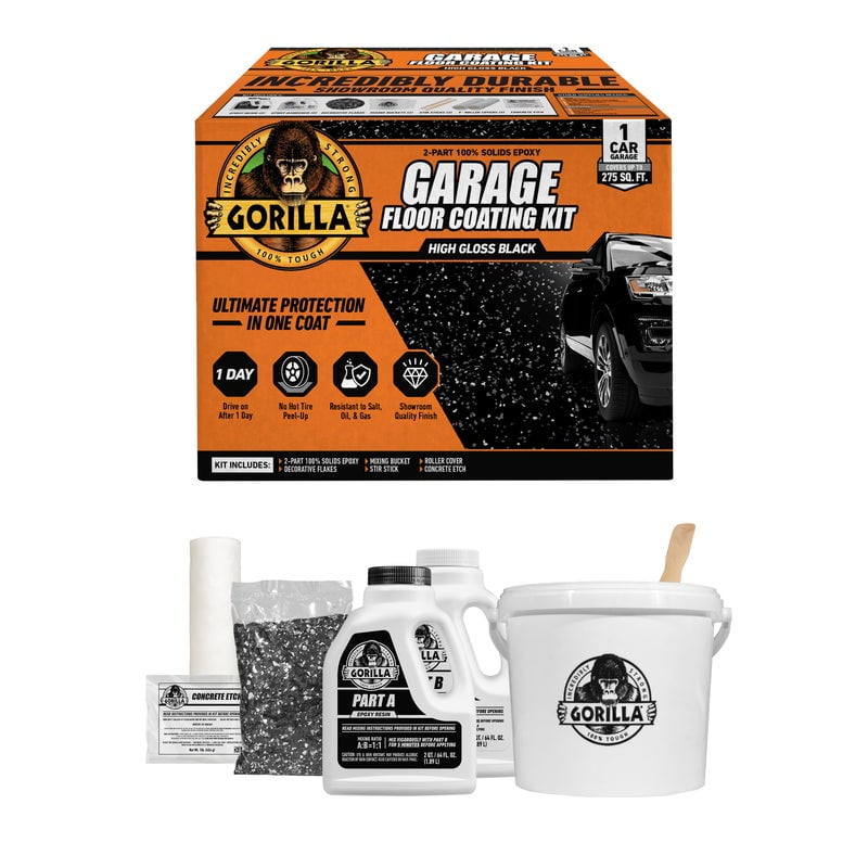 Gorilla Concrete Garage Floor Black 1 car Kit - Walmart.com