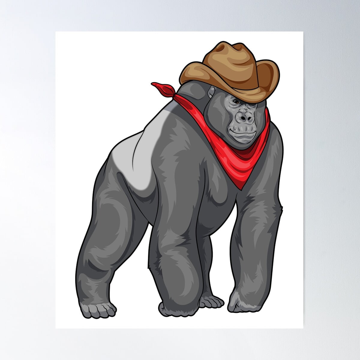 Gorilla Cowboy Cowboy Hat Poster Wall Art, Modern Wall Decor For Living ...