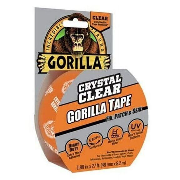Gorilla Crystal Clear Repair Duct Tape, 1.88” X 18 Yd, Clear, (Pack Of ...