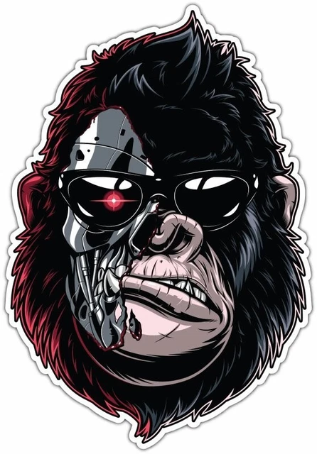 Gorilla Cyborg In Sunglasses Monkey Ape Car Stickerphone Decal Water ...