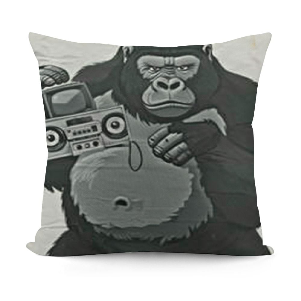 Gorilla Decorative Throw Pillow Case , Hipster Chimpanzee Monkey ...