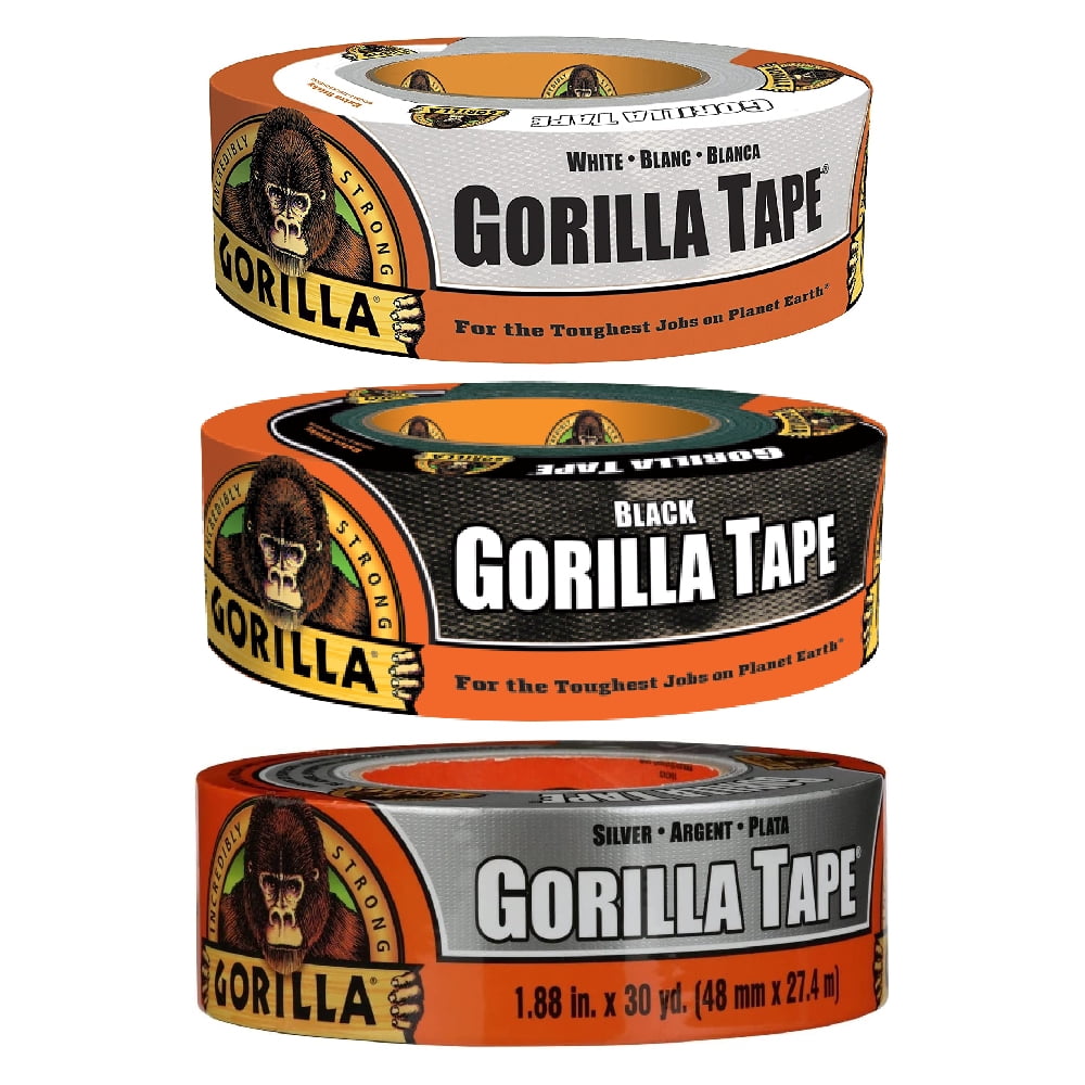 Gorilla Duct Tape Double Thick Adhesive 1.88in x 30 yd Black Silver ...