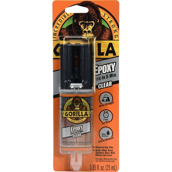 Gorilla Epoxy Glue 0.85 Oz Syringe | 5 Minute Set | Waterproof | All ...