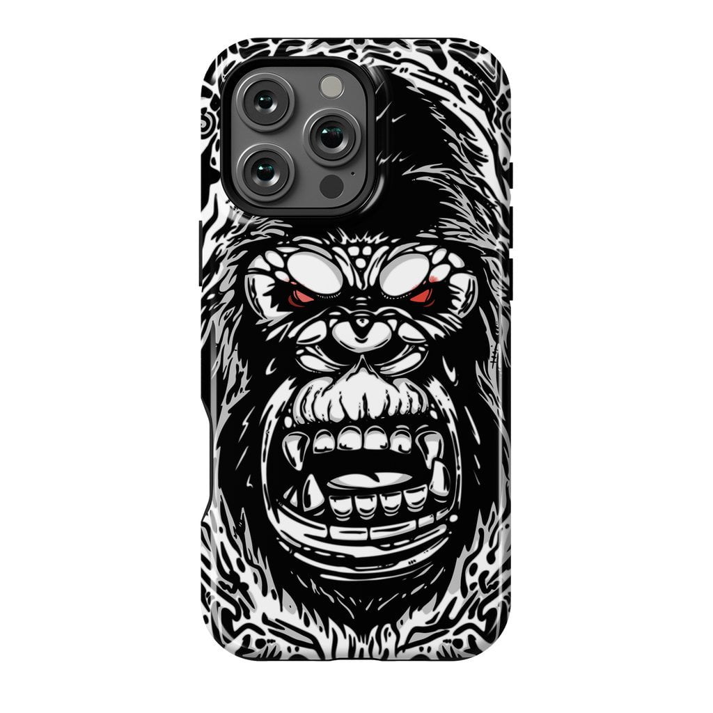 Gorilla Face Cartoon Illustration Phone Case for iPhone 16 15 14 13 12 ...