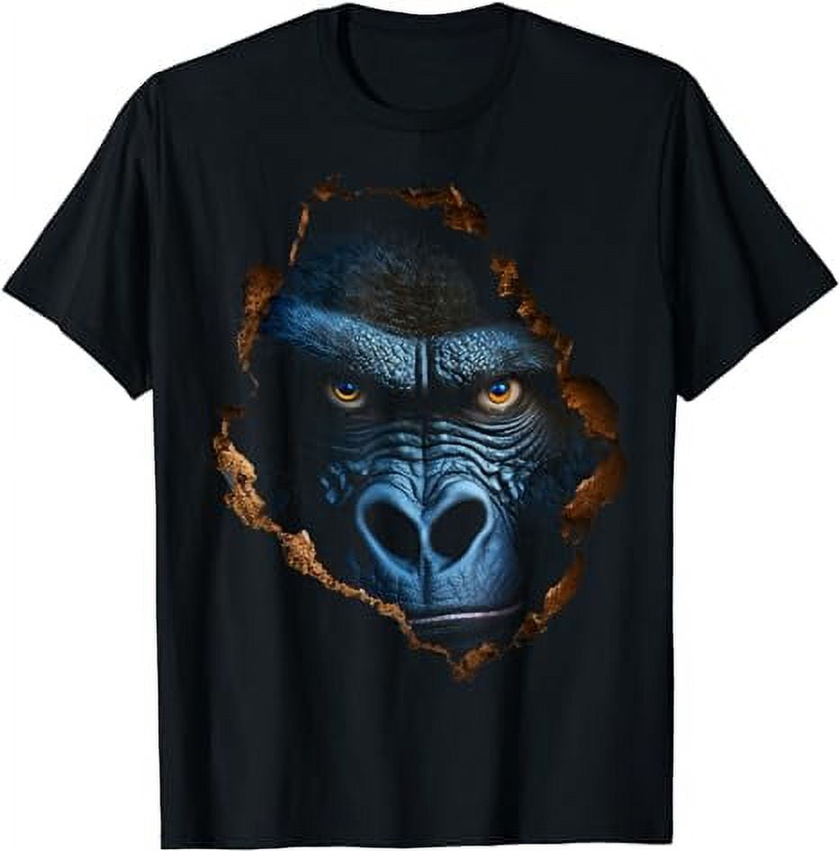 Gorilla Face Wall Animal Print Art Animal Lover Gorilla T-Shirt ...