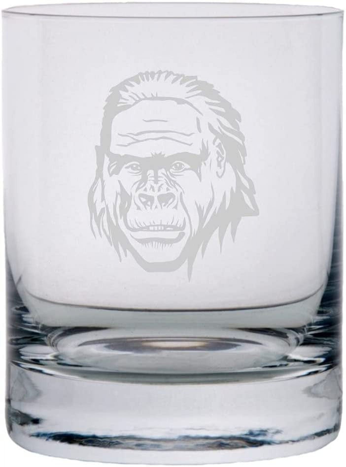 Gorilla Face Zoo Animal Themed Etched 10.25oz Crystal Rocks Whisky ...