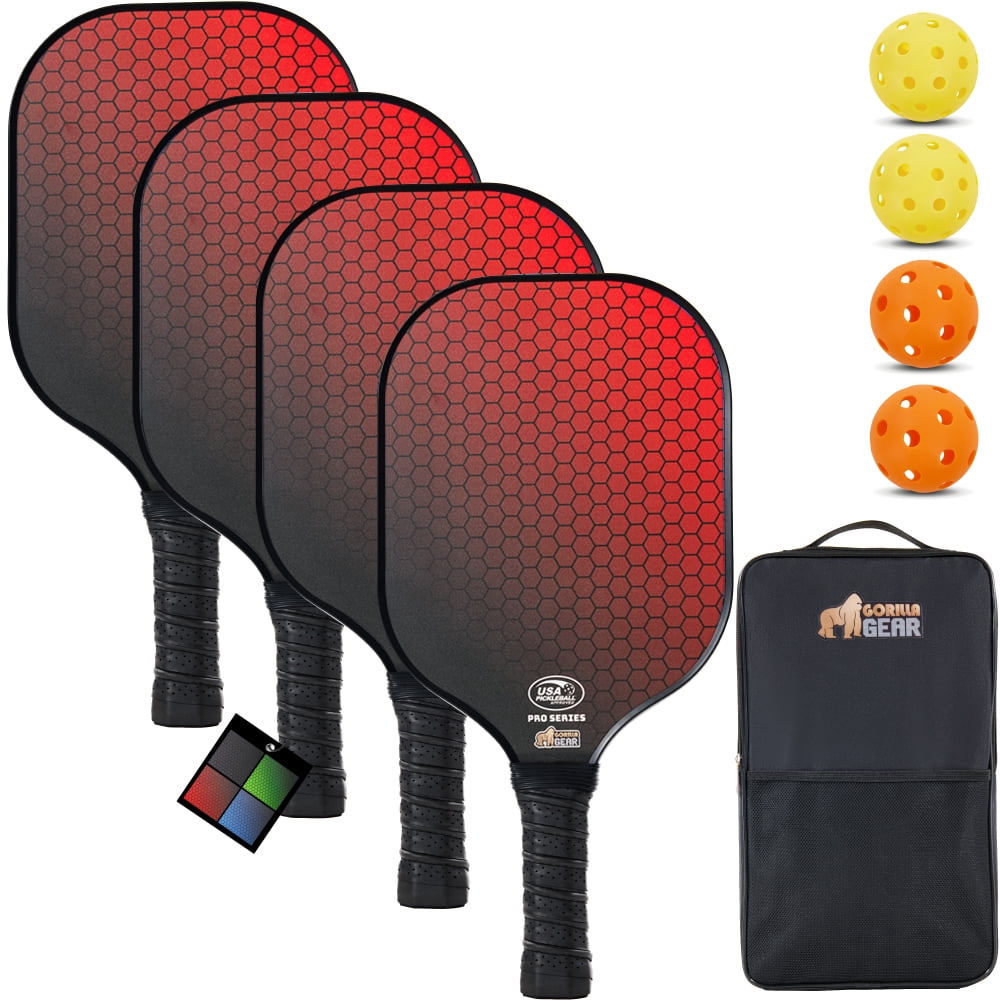 Gorilla Grip Pickleball Paddle Set, Fiberglass Rackets, Beginners ...
