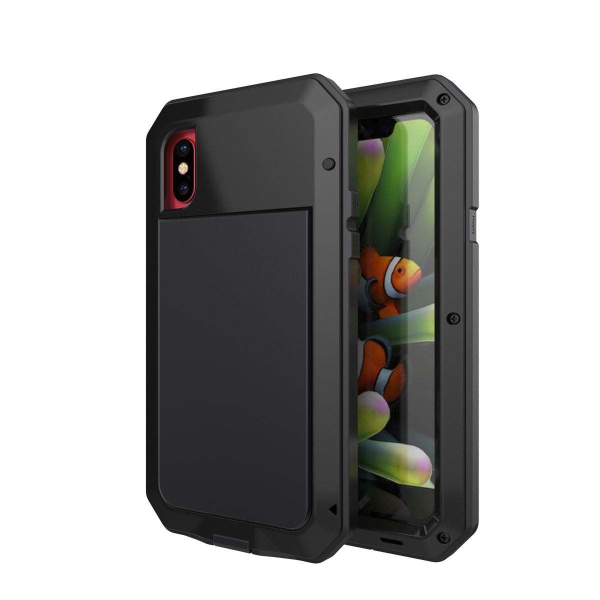Gorilla Glass Aluminum Metal iPhone X Case (Black) Heavy Duty Military ...