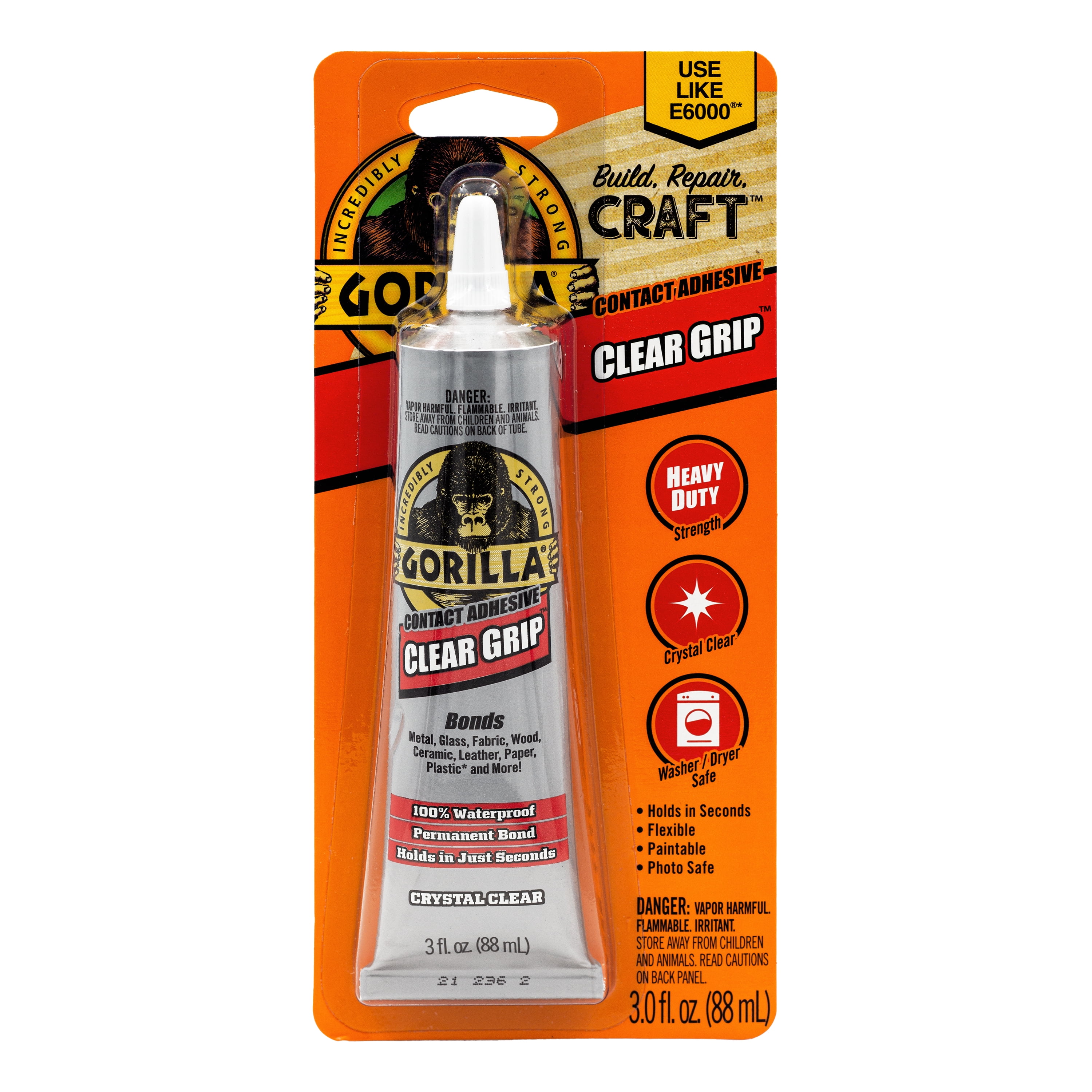 Gorilla Glue Clear Grip Contact Adhesive, 3 Ounce (88mL), Assembled ...