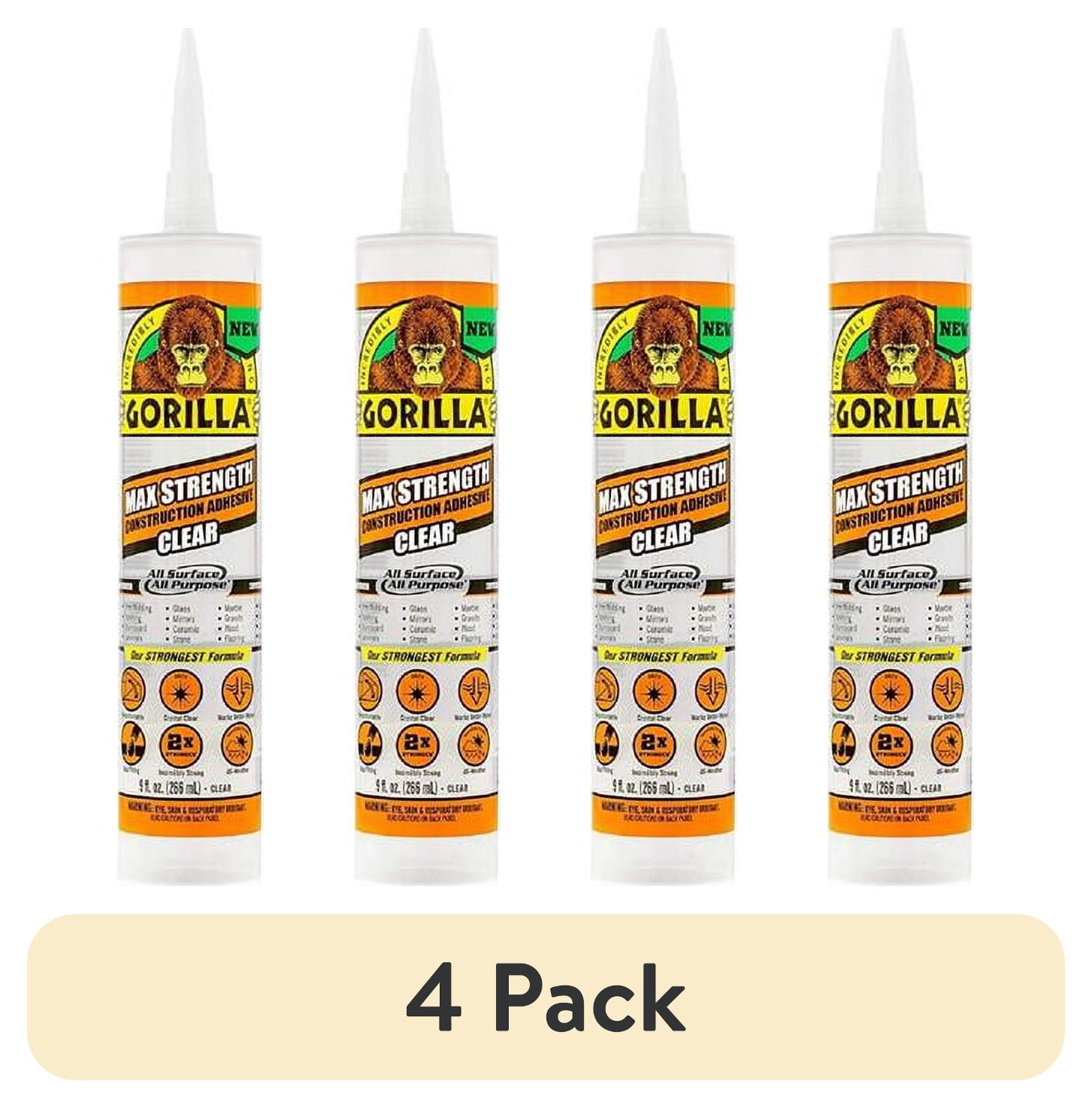 (4 pack) Gorilla Glue Clear Max Strength Construction Adhesive, 9 Ounce ...